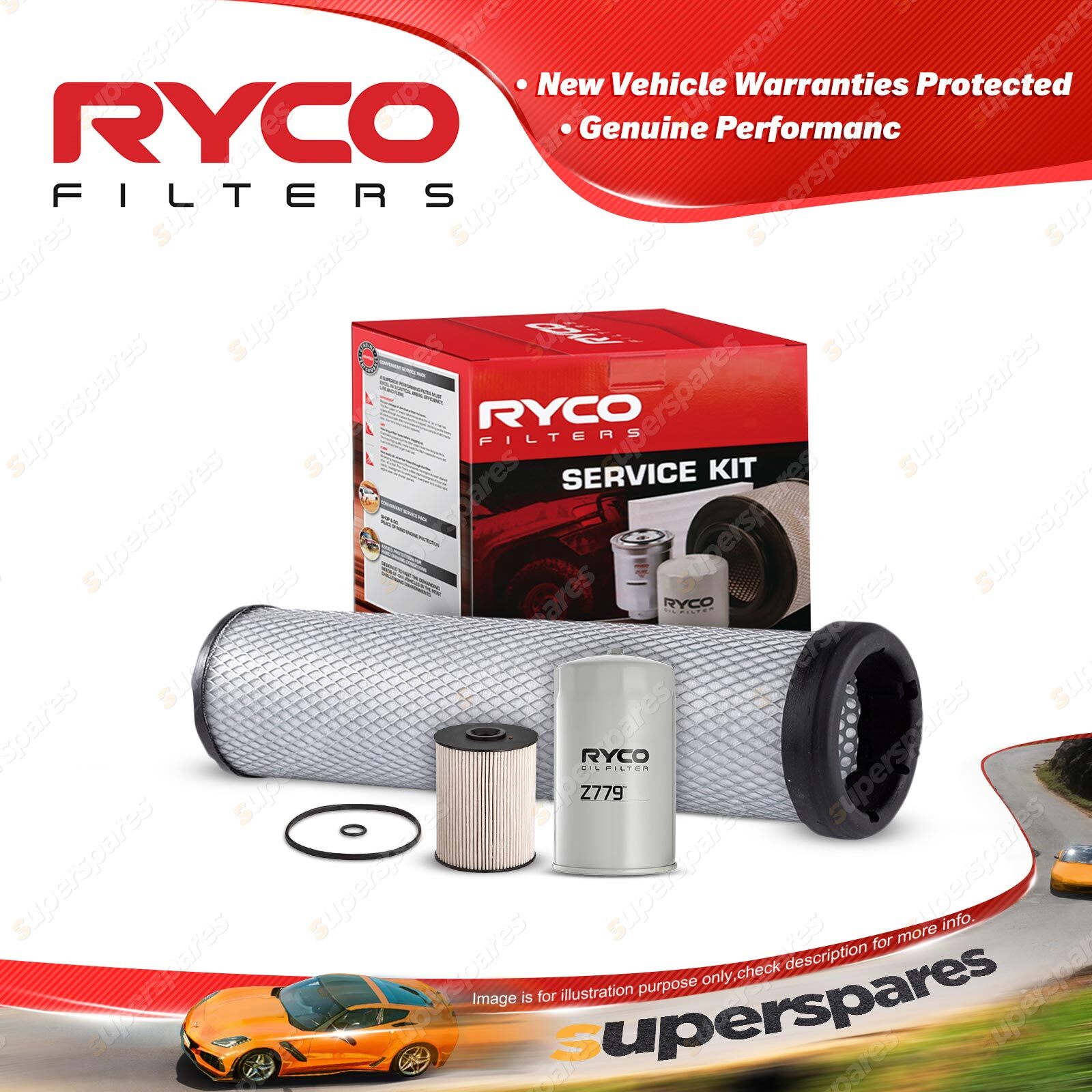 Ryco Oil Air Fuel Filter Service Kit for Hino 500 Series 1322 1527 1628 ...