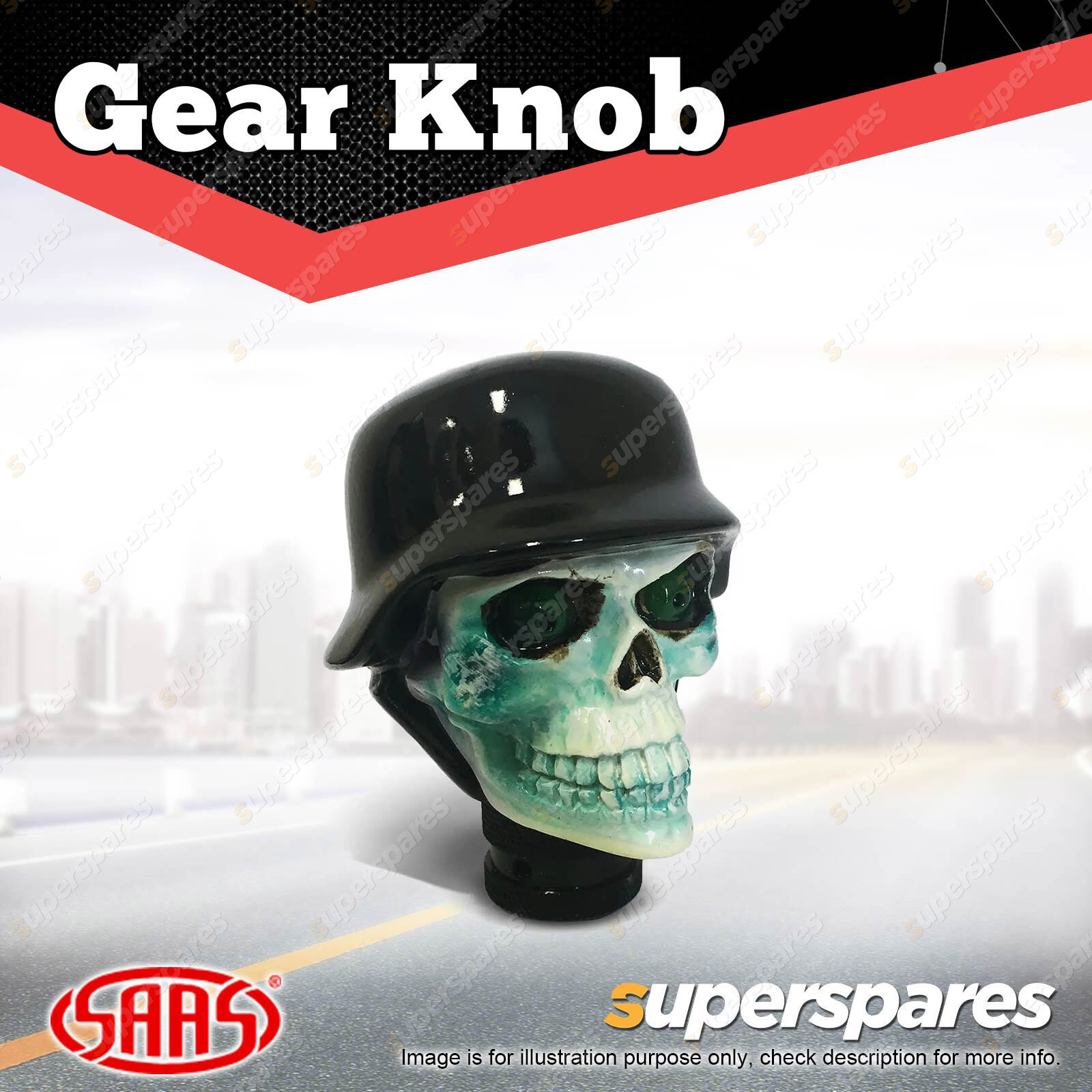 SAAS Skull Head Manual Car Gear Stick Shift Knob - with Helmet White ...