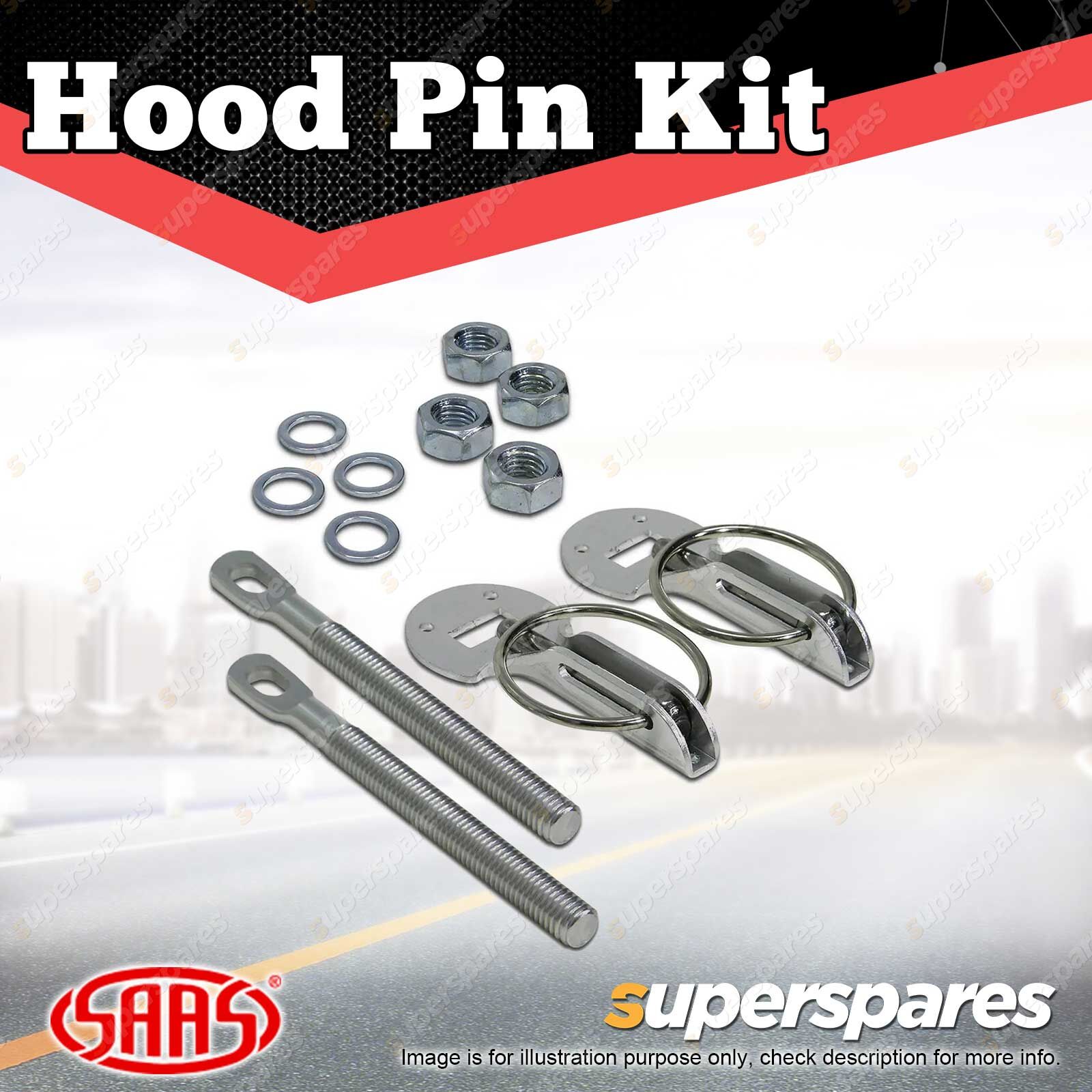 SAAS Hood Pin Kit Sliver Universal Hood Pins Lock Mount Bonnet Latch ...