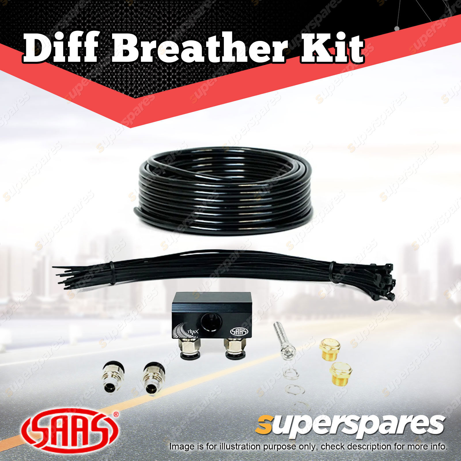 SAAS Diff Breather Kit 2 Port for Mitsubishi Pajero NH NJ NK NL 1991-1999