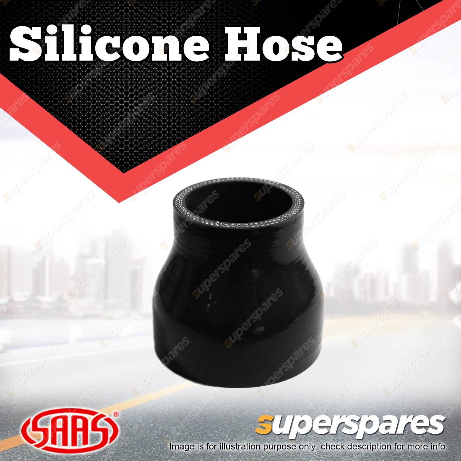 SAAS Silicone Hose Straight Reducer 51 x 70 x 76mm Black Multi Ply ...