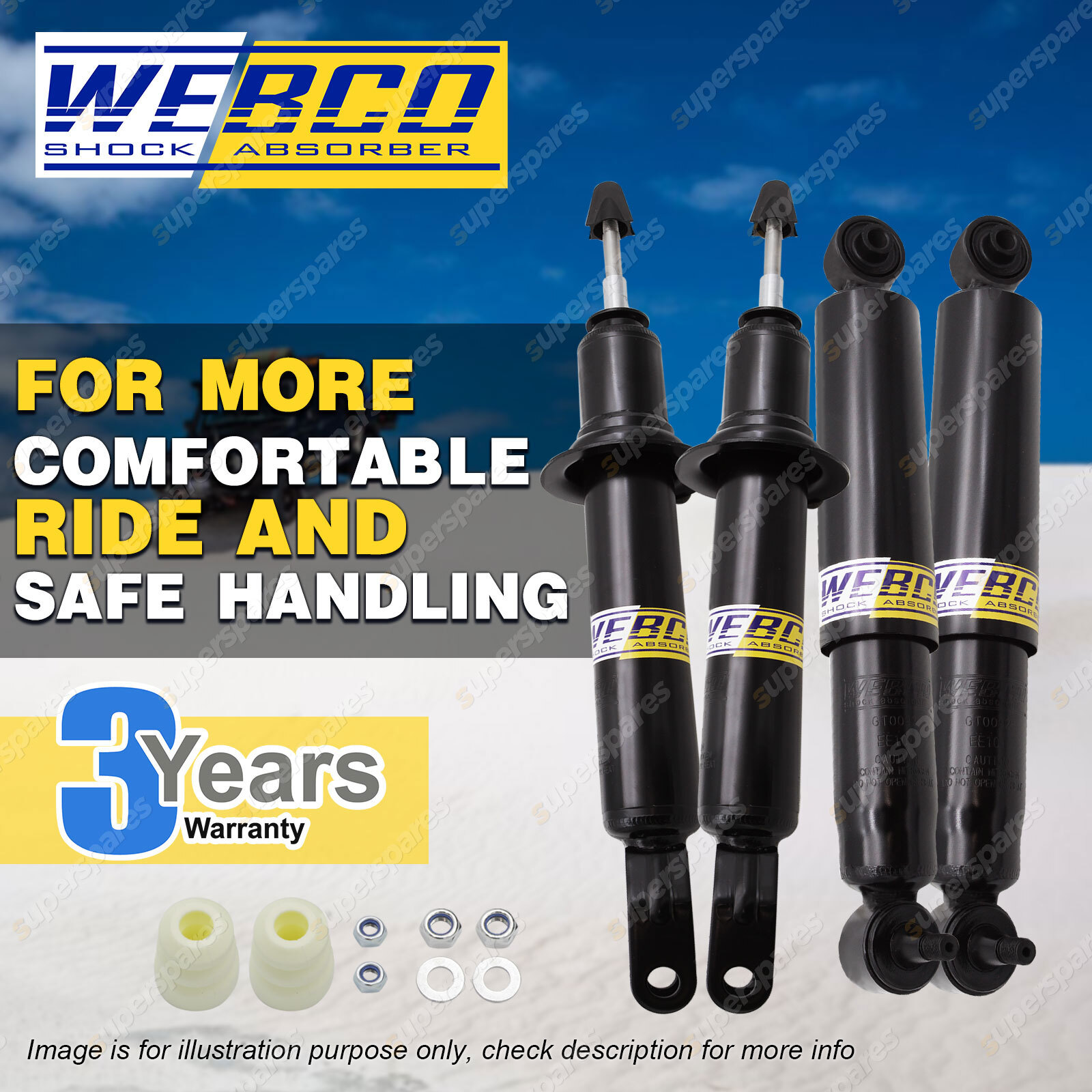 Front Rear Webco HD Pro Shock Absorber for FALCON UTE FG XT G6 G6E ...