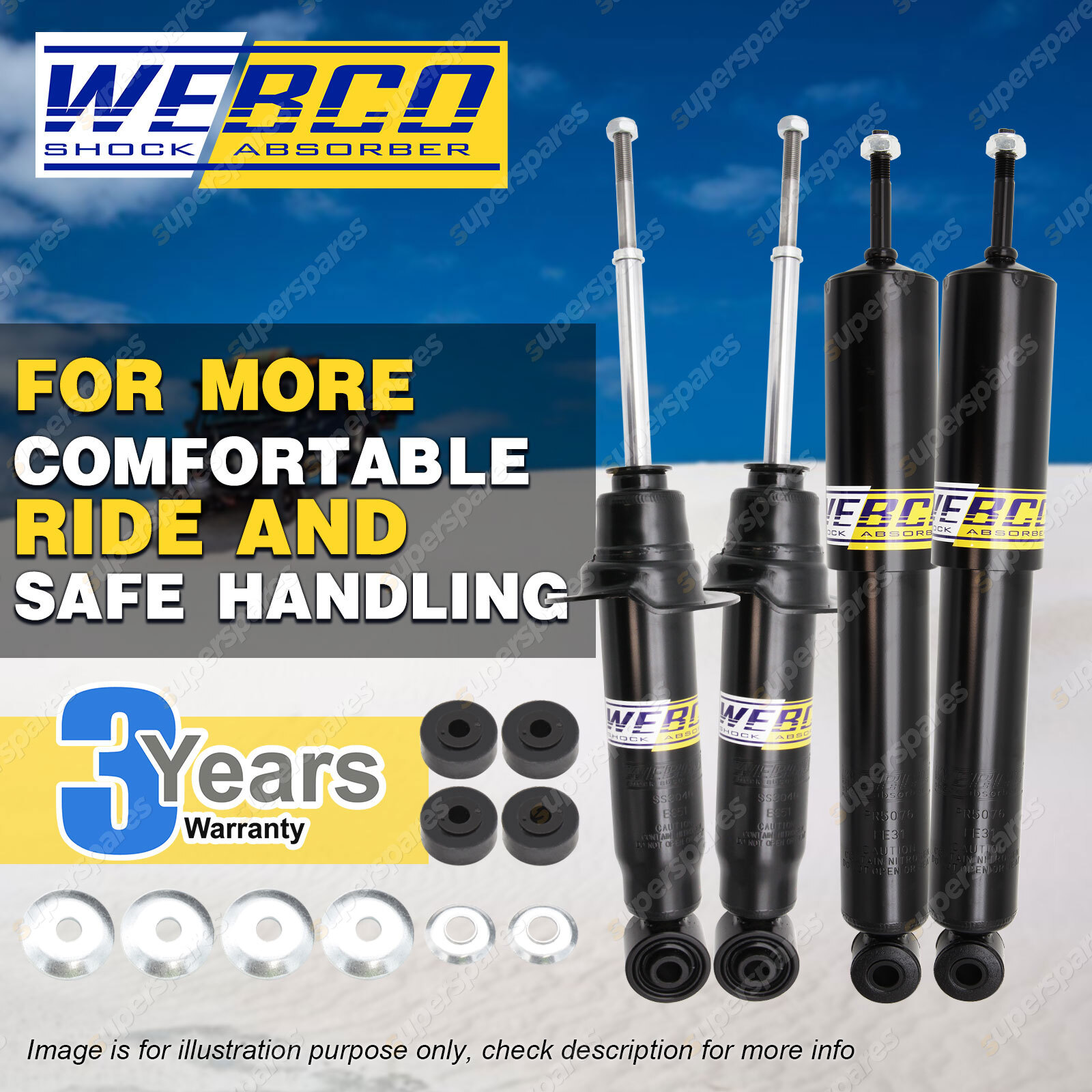 Front + Rear Webco Pro Shock Absorber for MITSUBISHI PAJERO NM NP NS NT ...