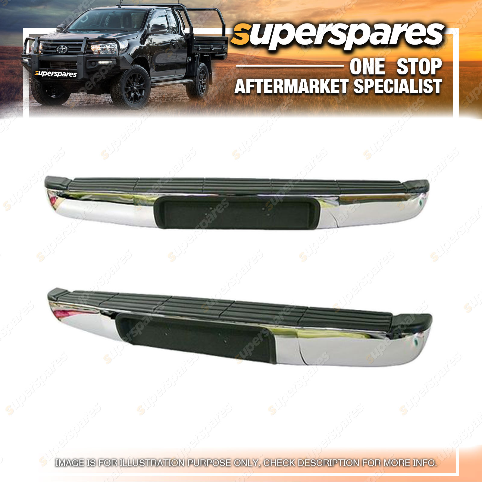 Chrome Rear Step Bar Flat Top for Mitsubishi Triton ML MN 07/2006-12/ ...