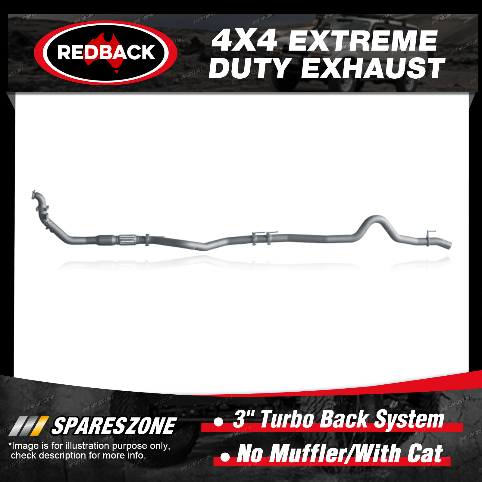 Redback 3" Exhaust No Muffler & cat for Holden Colorado RC Rodeo RA 3 ...