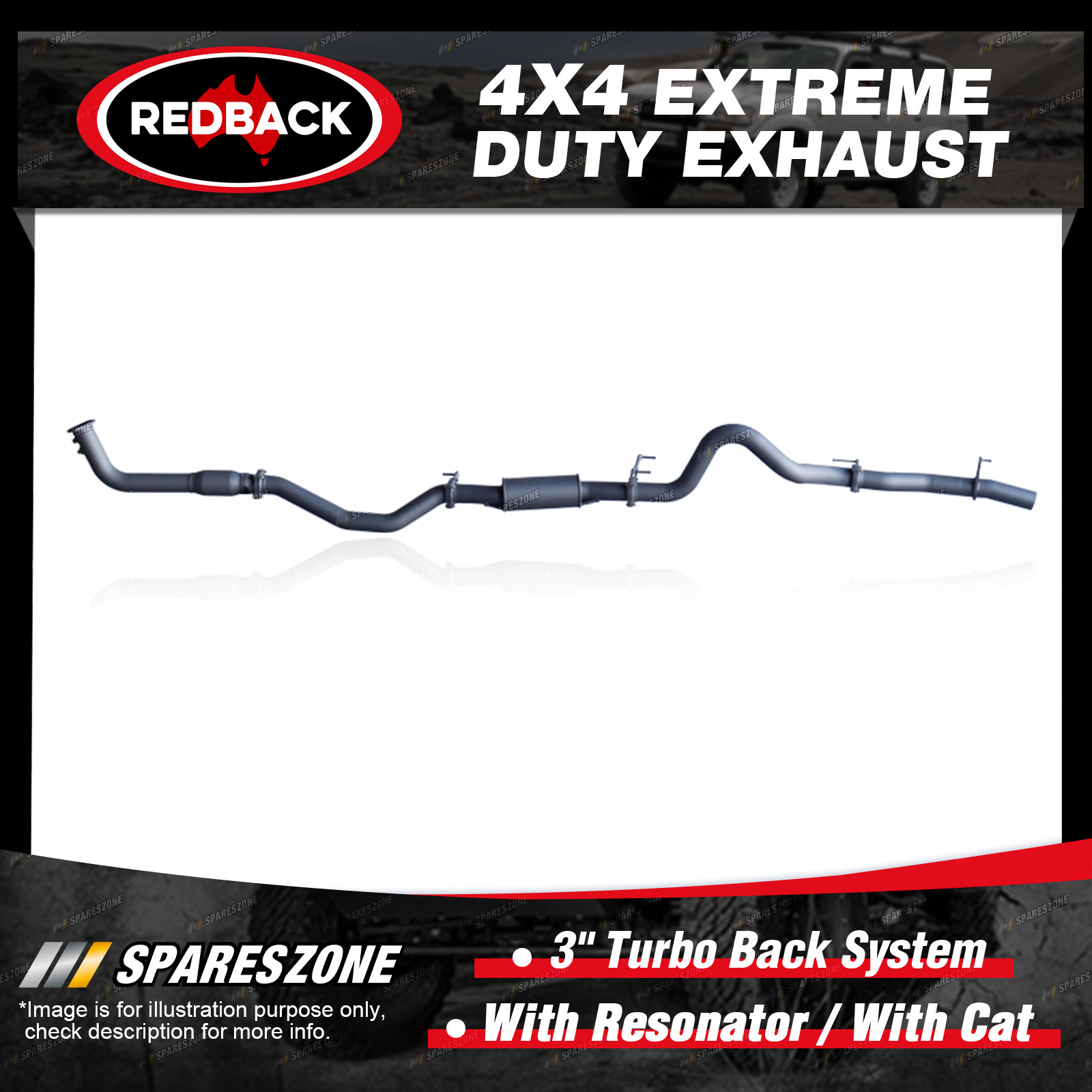 Redback 4x4 Exhaust & Resonator & cat for Toyota Landcruiser 100 1HD ...