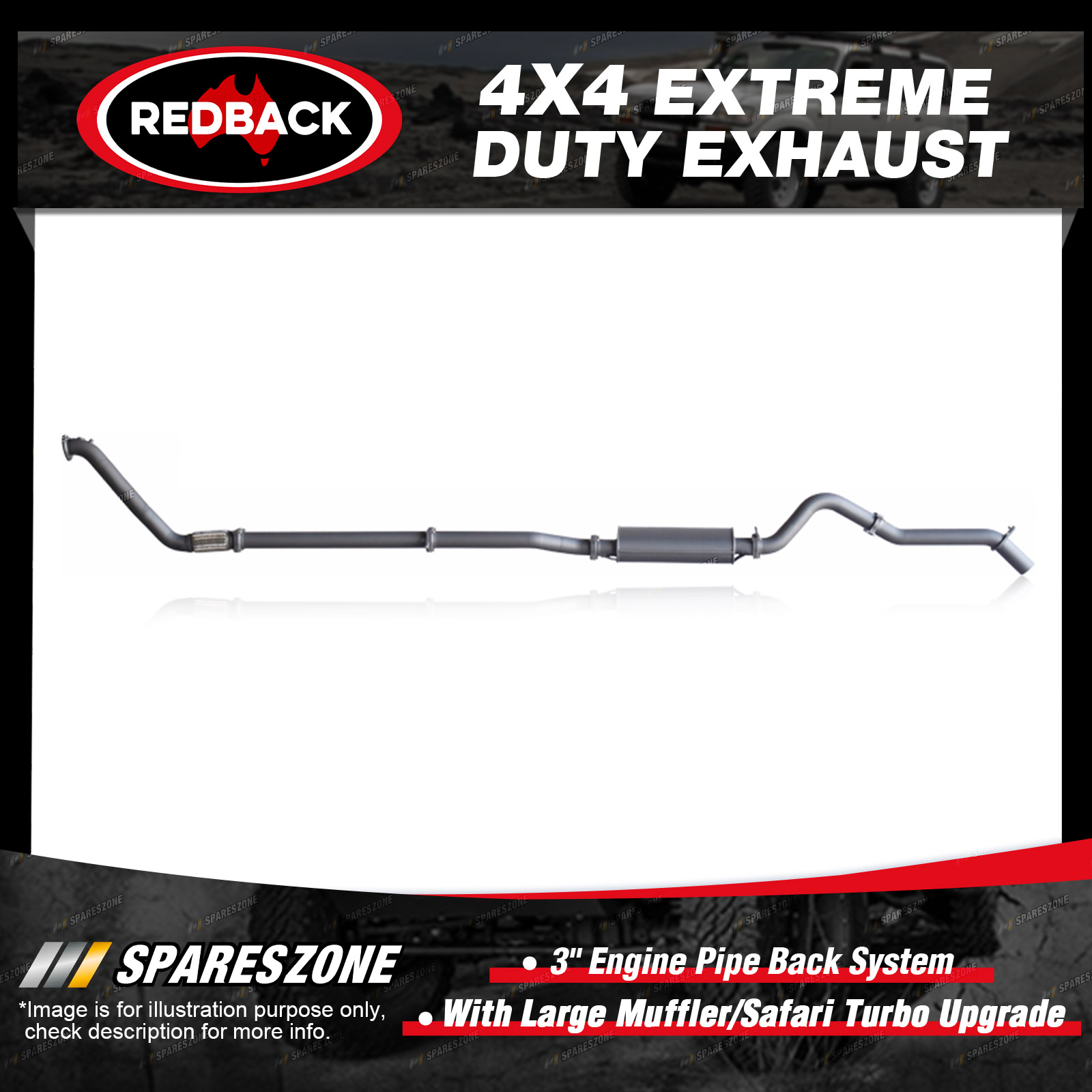 Redback 4x4 Exhaust Large Muffler for Toyota Landcruiser 105 1HZ Safari ...