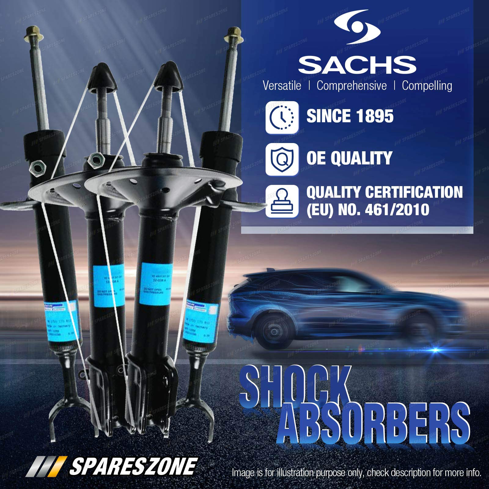 Front + Rear Sachs Shock Absorbers for Hyundai i30 FD 1.6i 2.0i ...