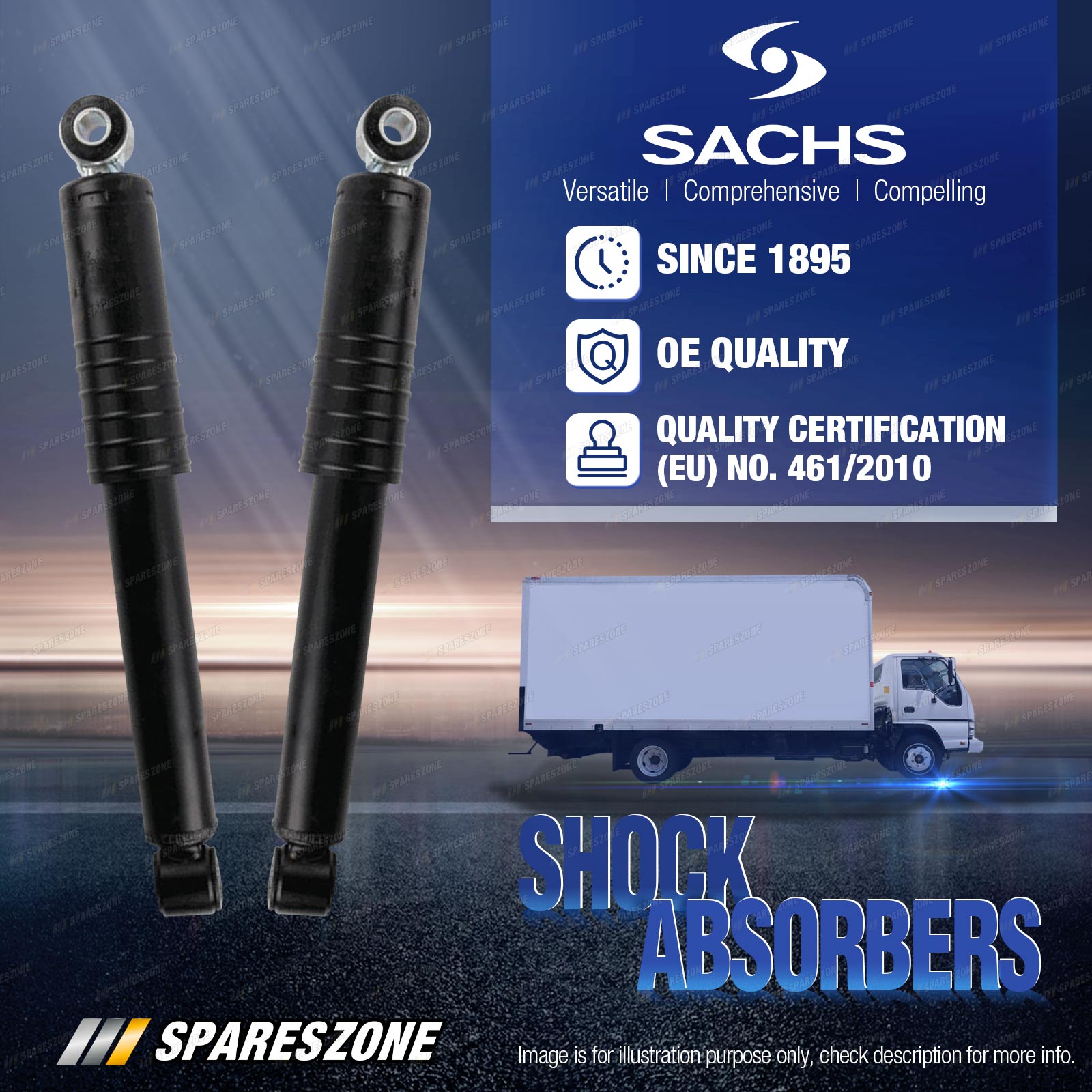 2 x Rear Sachs Truck Shocks for Isuzu NHR54 NKR 150 NLR200 NPR200 ...