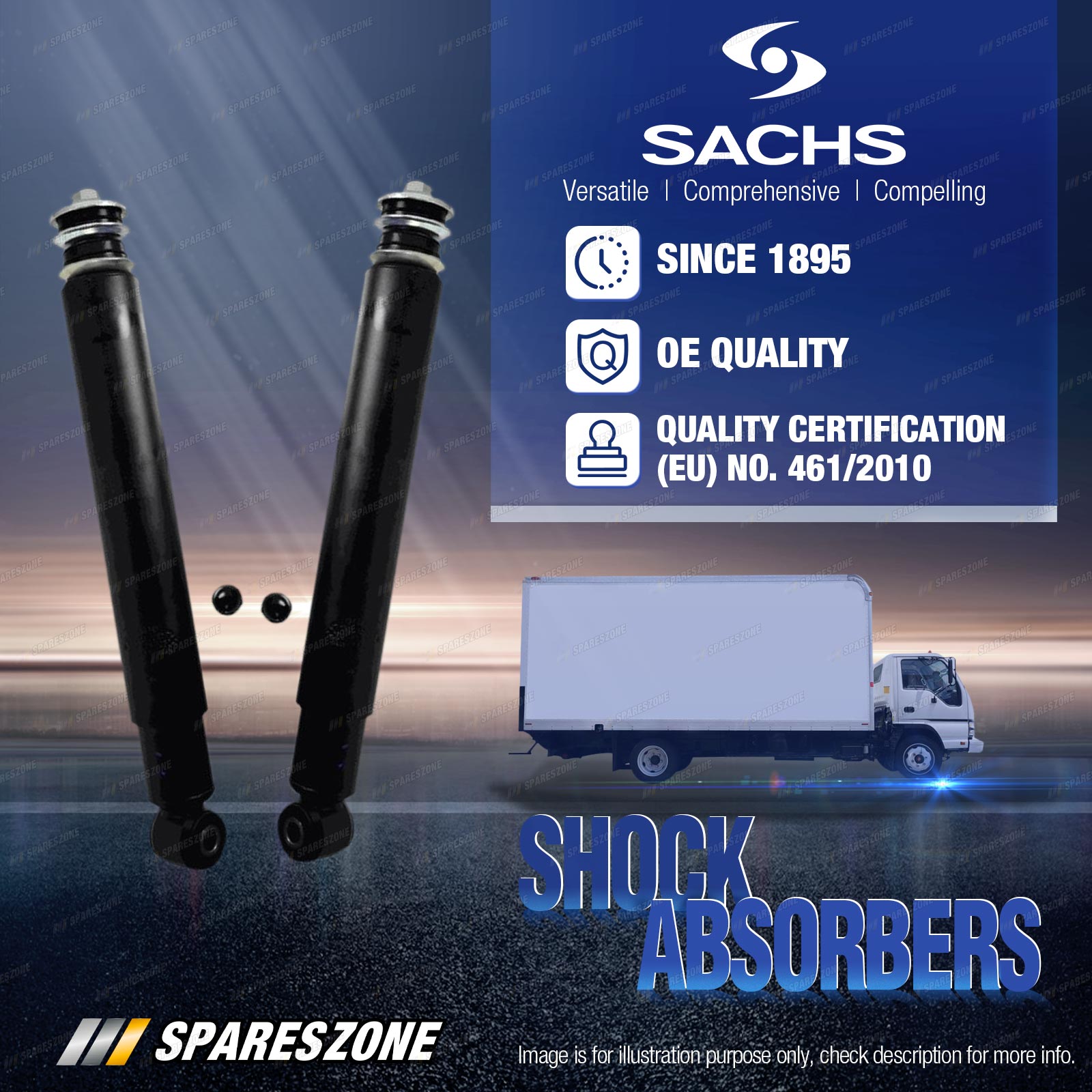 2 x Front Sachs Truck Shocks for Isuzu NPS250 NPS300 NPS400 NQR450 T ...