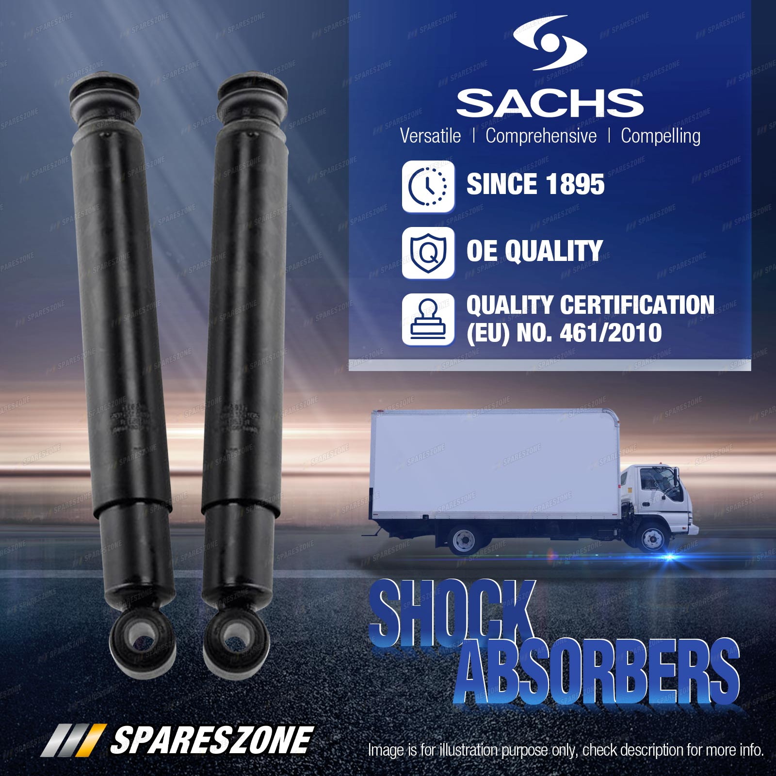 2 x Front Sachs Truck Shocks for Toyota LH HiAce RZH100 LH100 LH172 ...