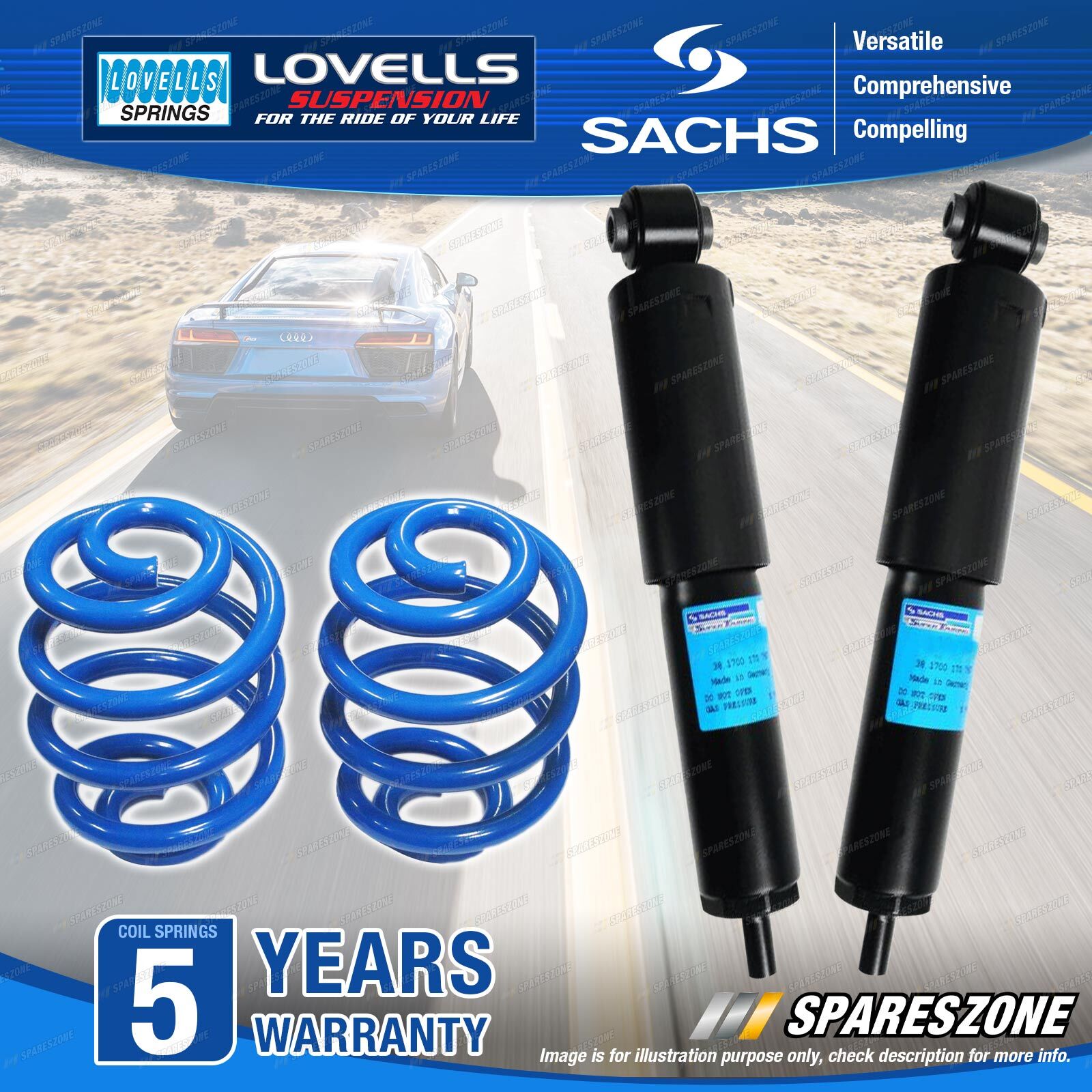Rear Sachs Shocks Sport Low Springs for Toyota Tarago Previa Estima ...