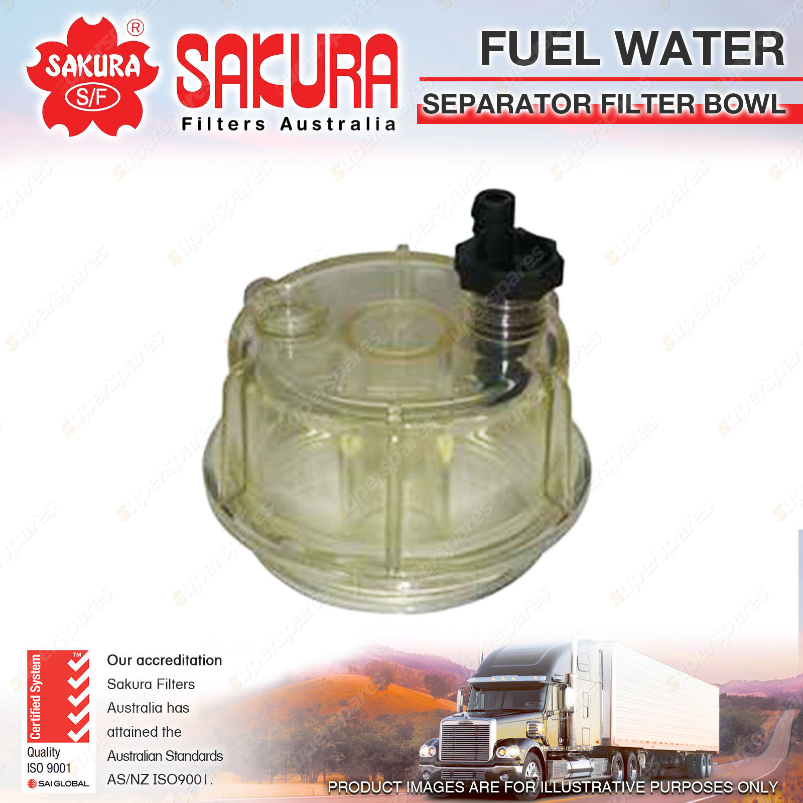 Sakura Fuel Water Separator Filter Bowl for Volvo FH12 FH13 FH16 FM X 9 ...