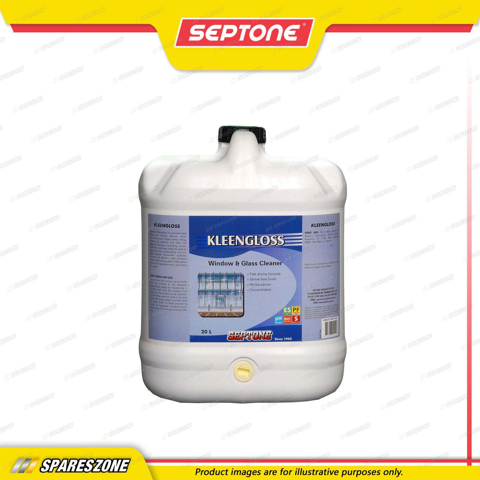 Septone Kleengloss Concentrated Glass and Window Cleaner 20 Litre