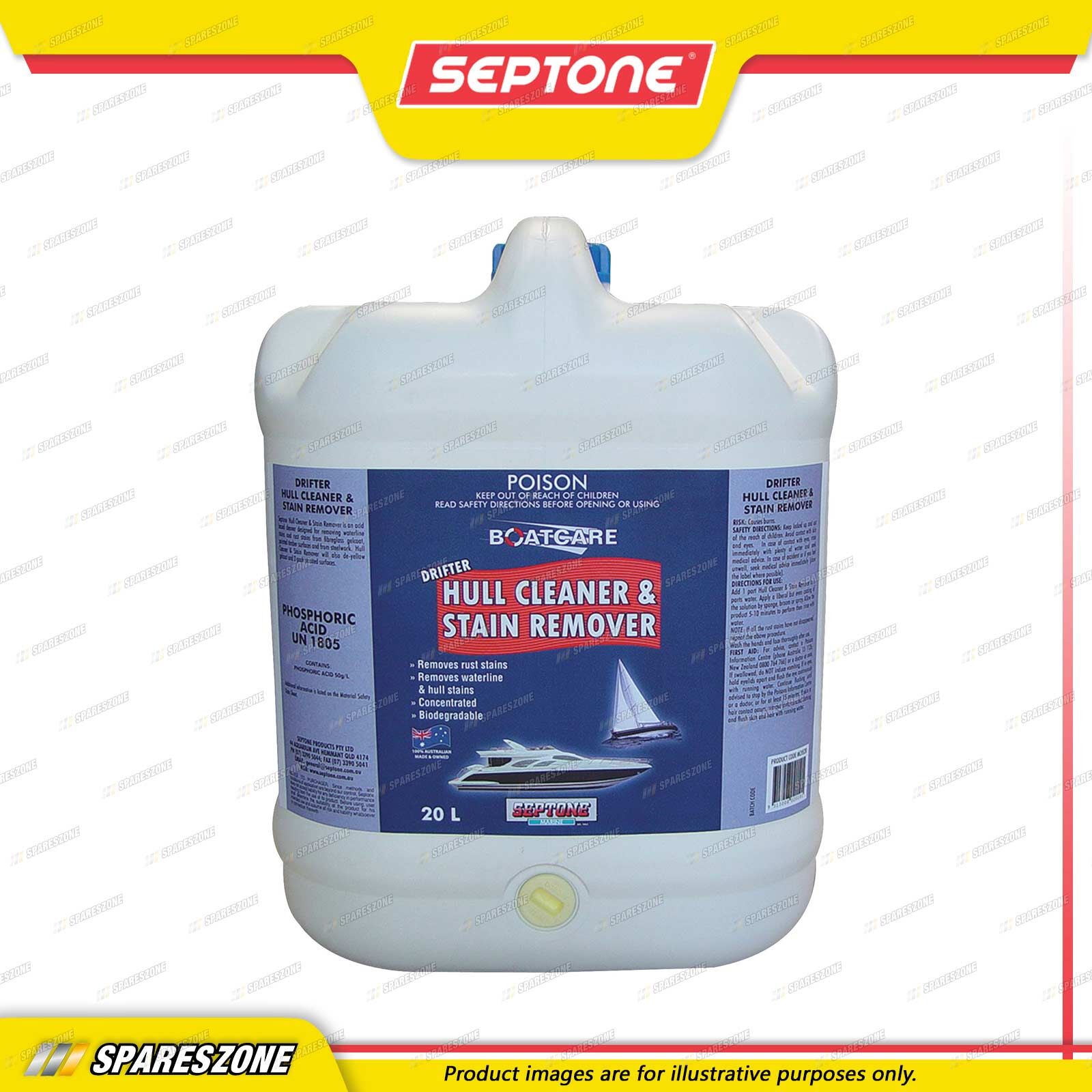 Septone Boatcare Drifter Hull Cleaner Stain Remover 20L - formula Removes Rust