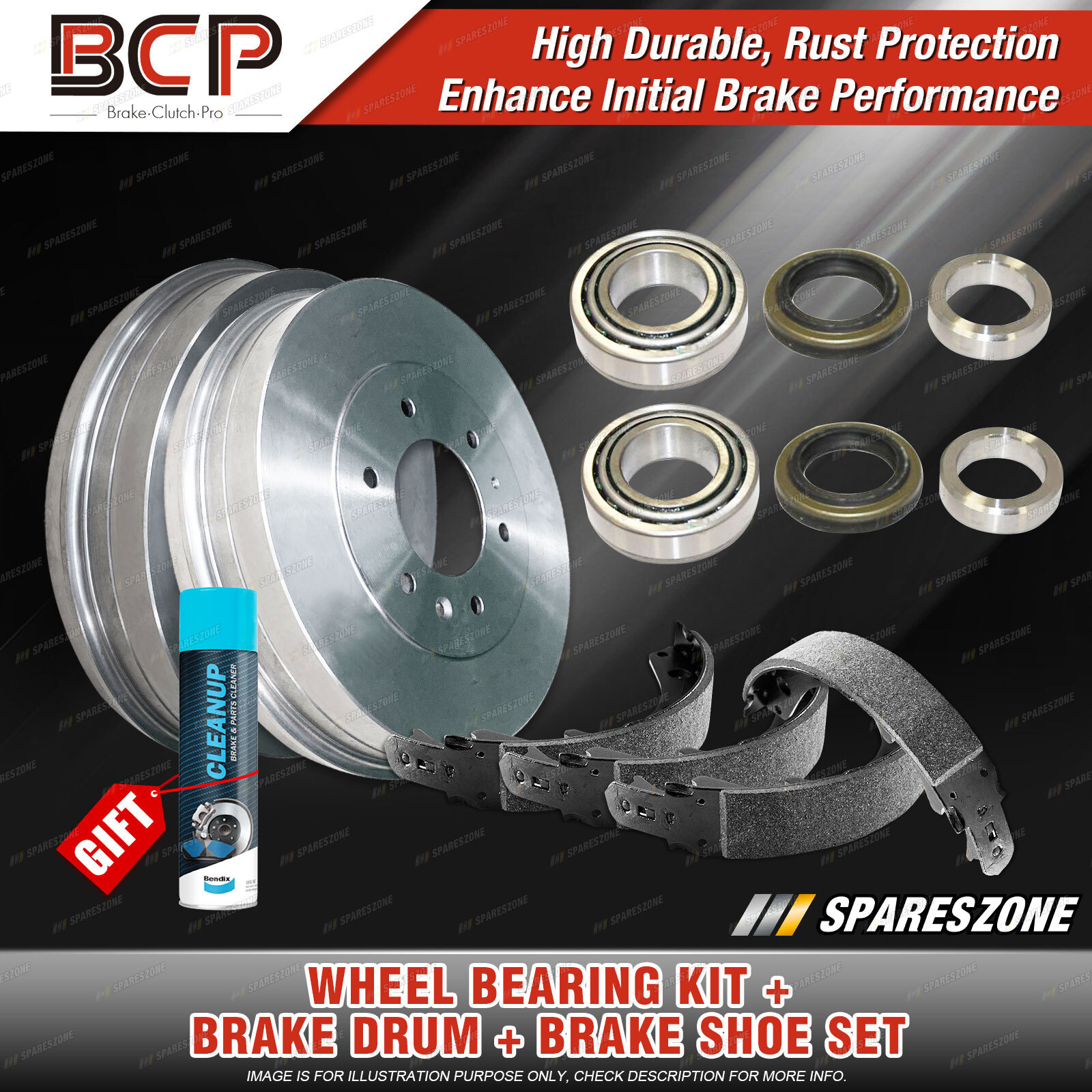 Rear Wheel Bearing + Brake Drum Shoe Set for Ford Fairmont Falcon XB XC ...