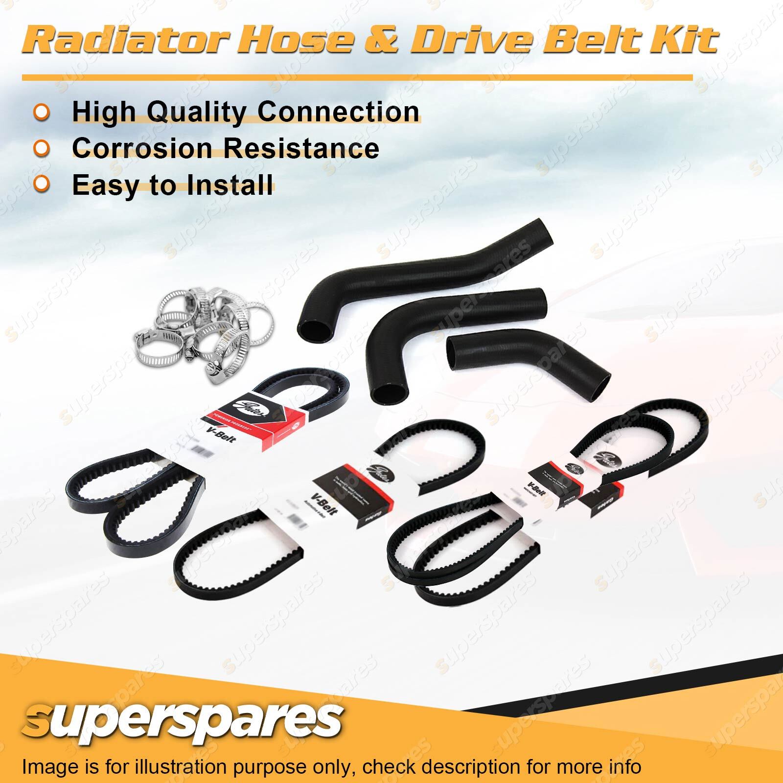 Radiator Hose + Gates Belt Kit for Toyota Hilux LN172R 3.0L 1998-2005 ...