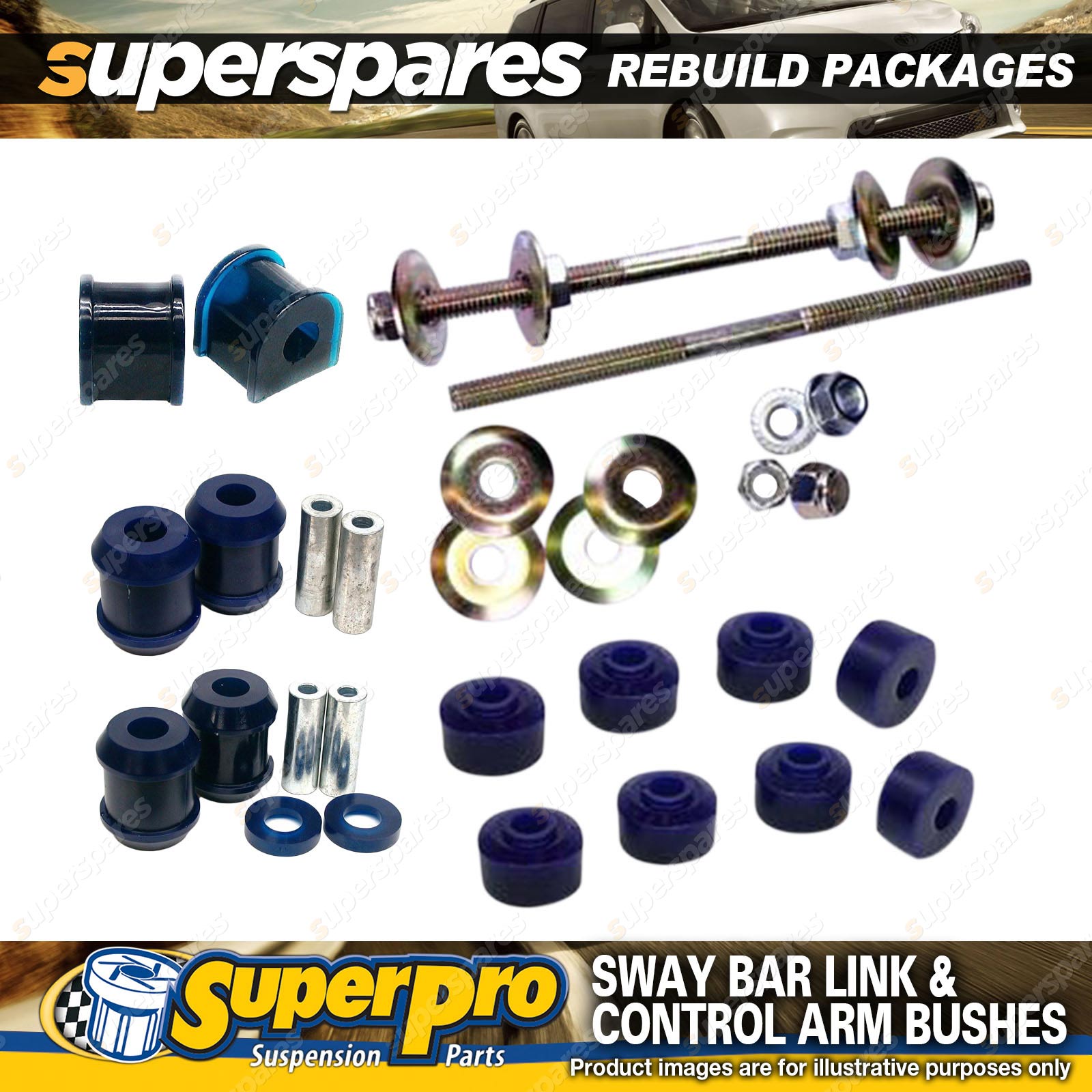 Rear SuperPro Control Arm Sway Bar Bush Kit for Ford Falcon EB ED EF EL ...