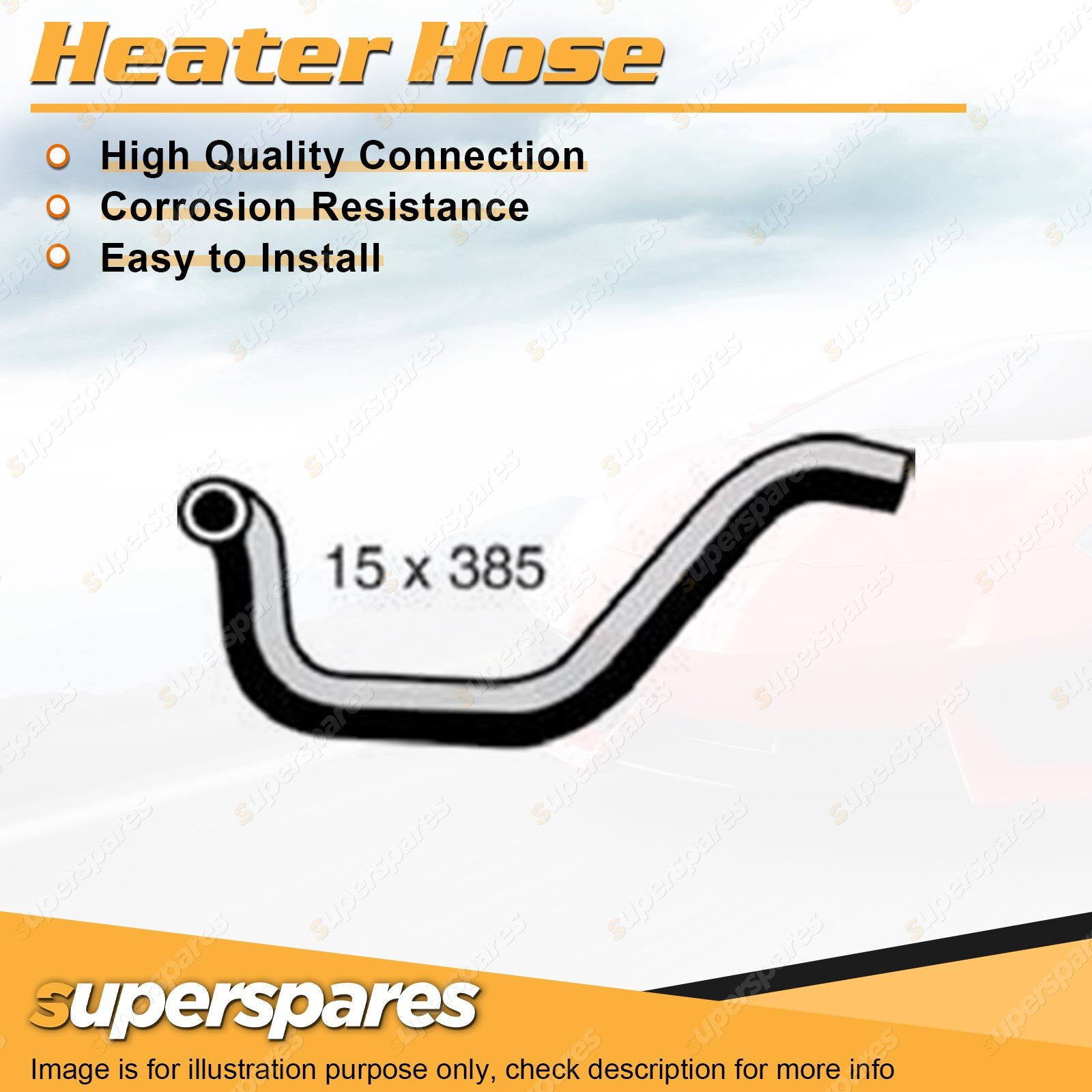Superspares Heater Hose 15 x 385mm for Mazda B2600 2.6L 4 cyl SOHC 12V ...