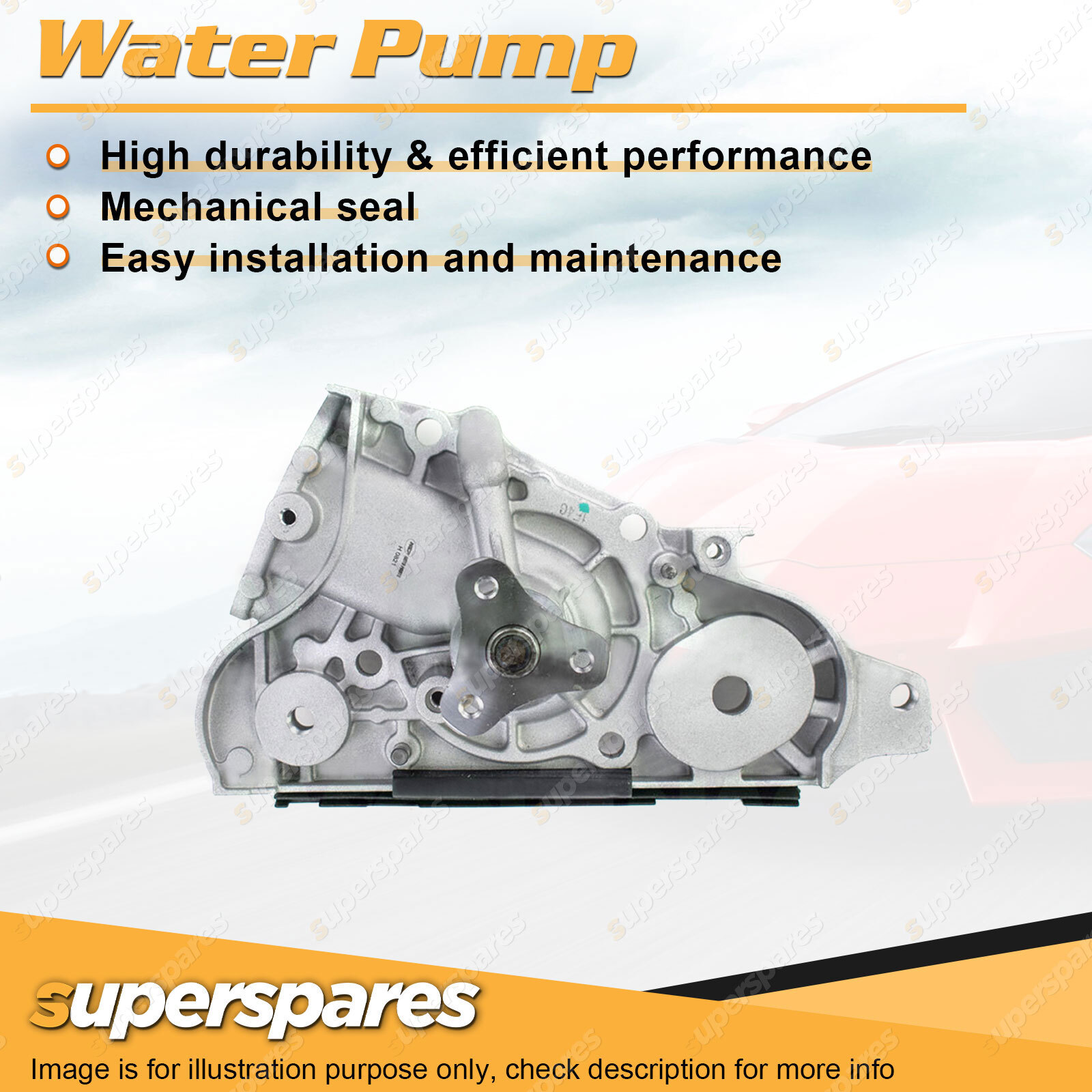 Superspares Water Pump for Mazda 323 BJ10 1.6L DOHC 16V ZMD 4Cyl Petrol ...