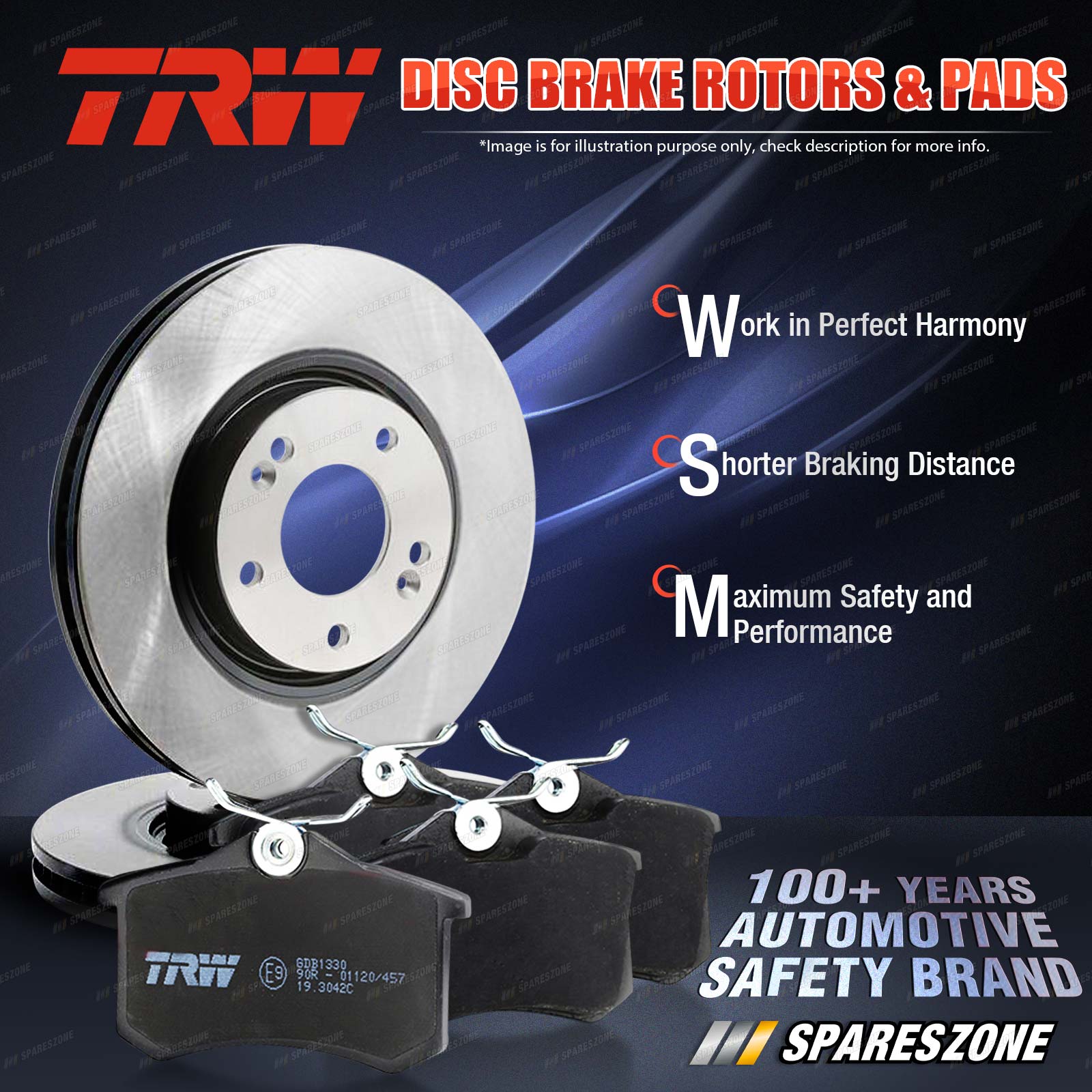 Rear TRW Disc Rotors + Brake Pads for Toyota Kluger GSU40 GSU45 3.5L ...