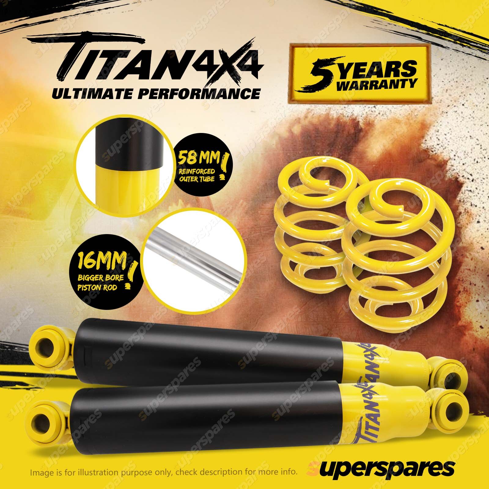 Rear Titan 4X4 HD Shocks Lowered King Springs for Holden Commodore VG VR VS