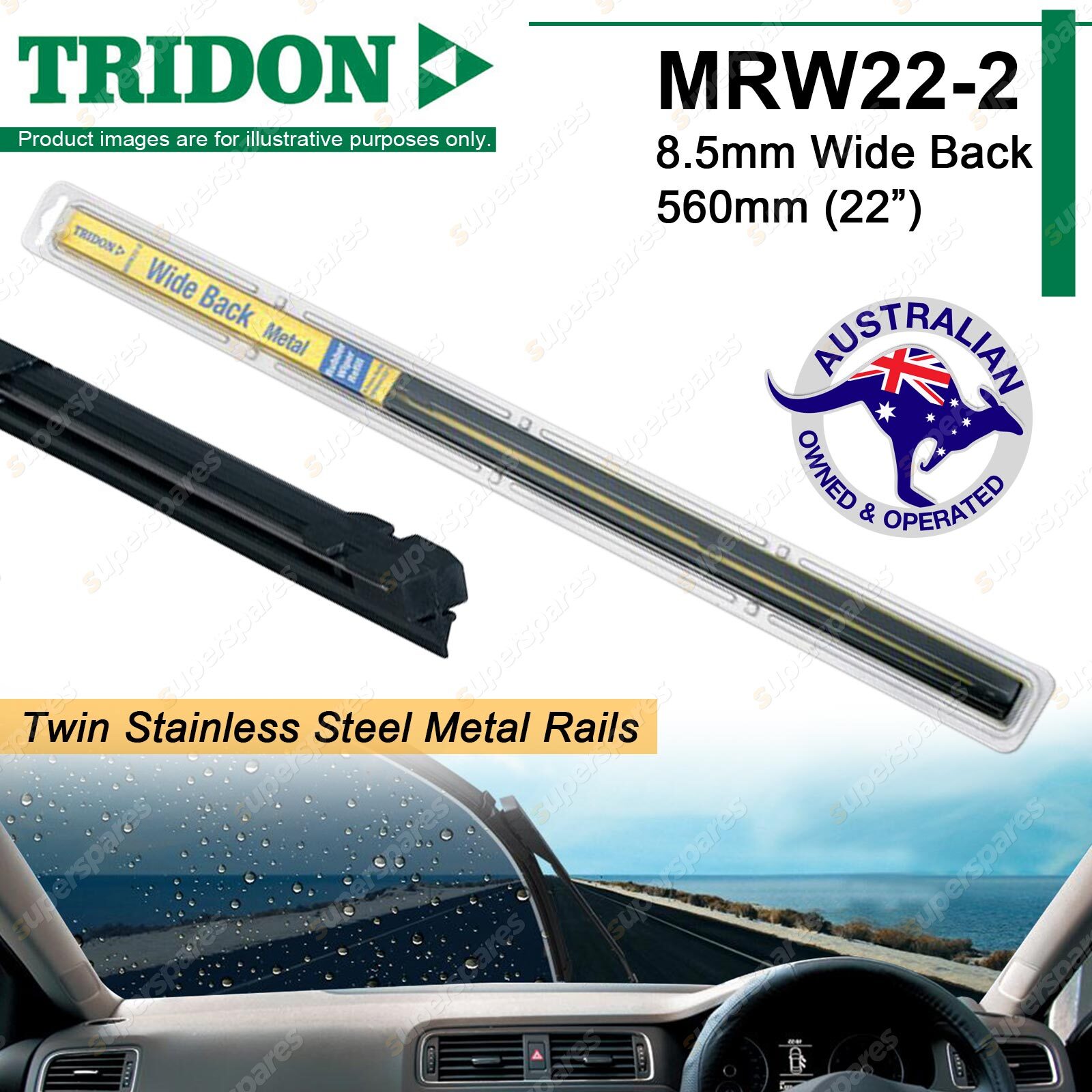 2 x Tridon Metal Wiper Refills for Holden HQ HR HT HX HZ Jackaroo Nova ...
