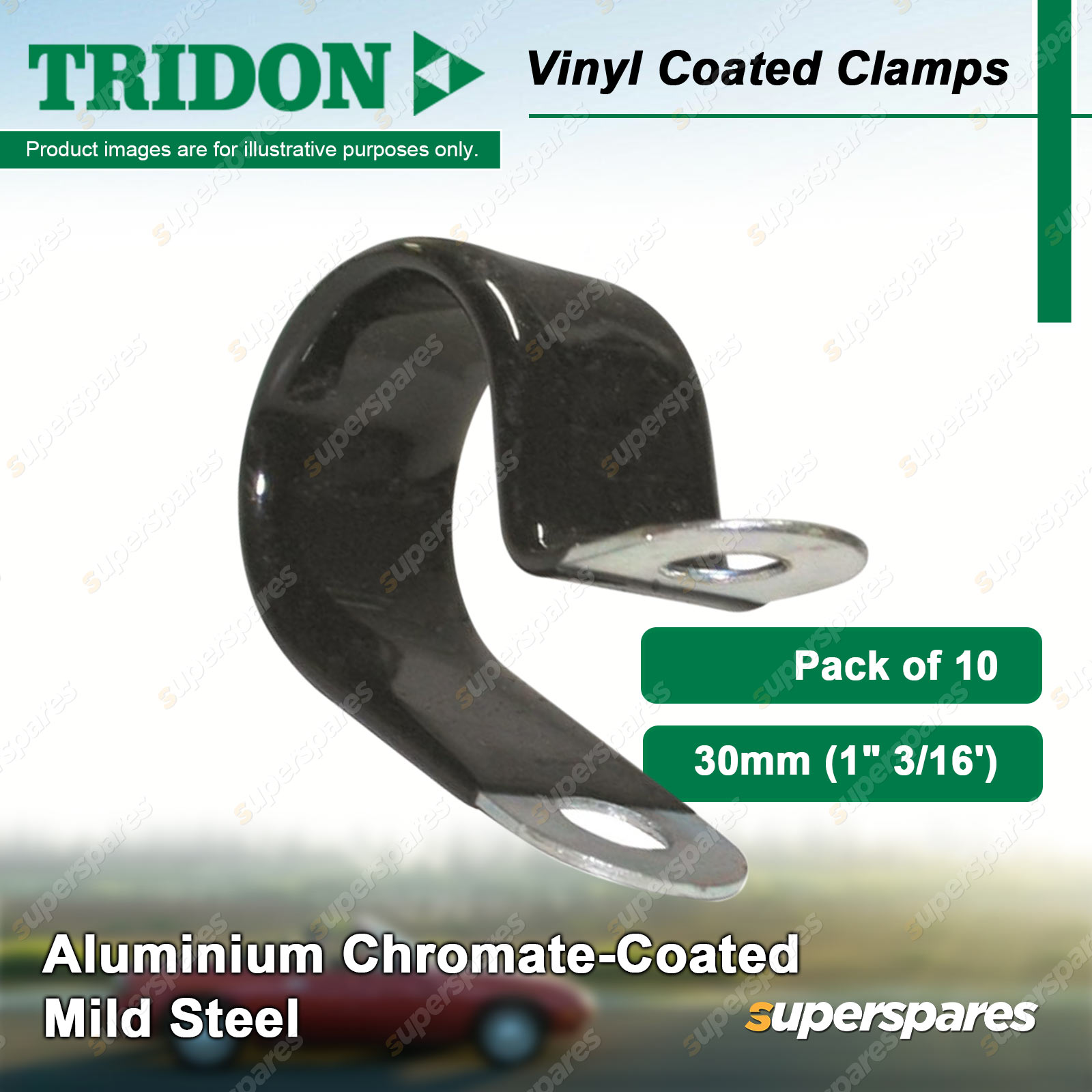 Tridon Vinyl Coated Hose Clamps 30mm Aluminium Chromate-Coated Mild ...