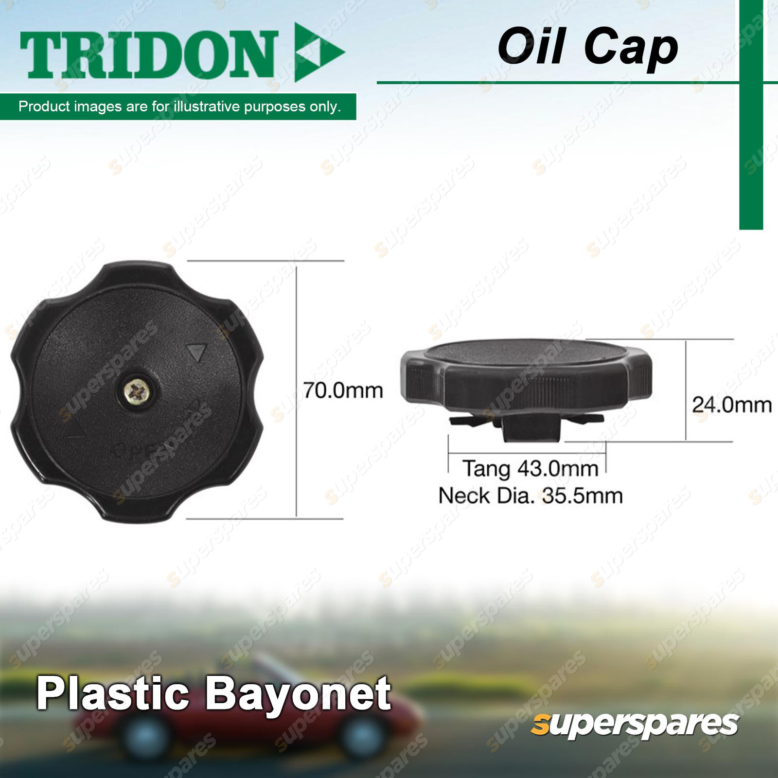 Tridon Plastic Bayonet Oil Cap 35.5mm for Nissan Patrol G60 MK MQ GQ ...