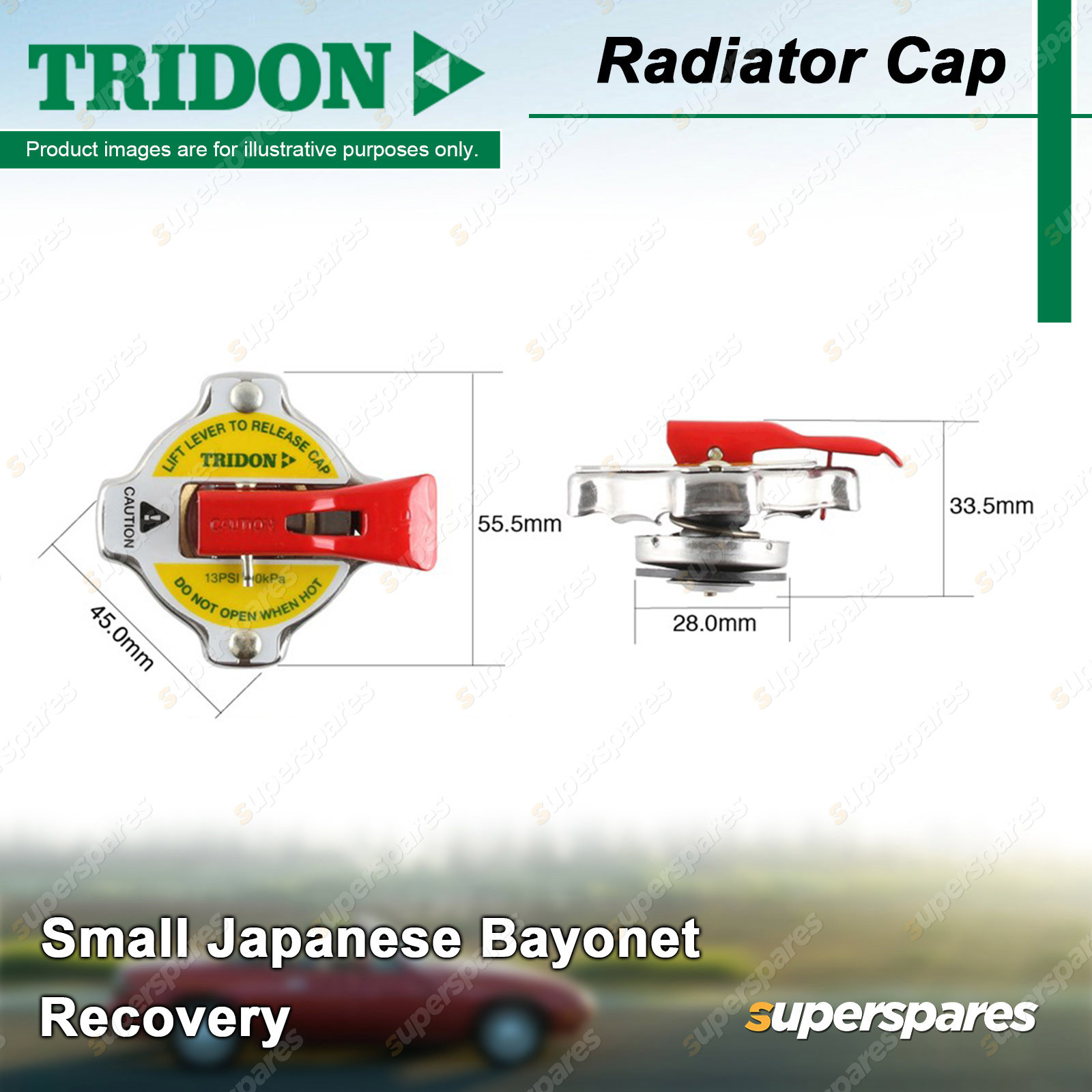 Tridon Safety Lever Radiator Cap for Asia Motors Rocsta AM102 1.8L 2.2L ...