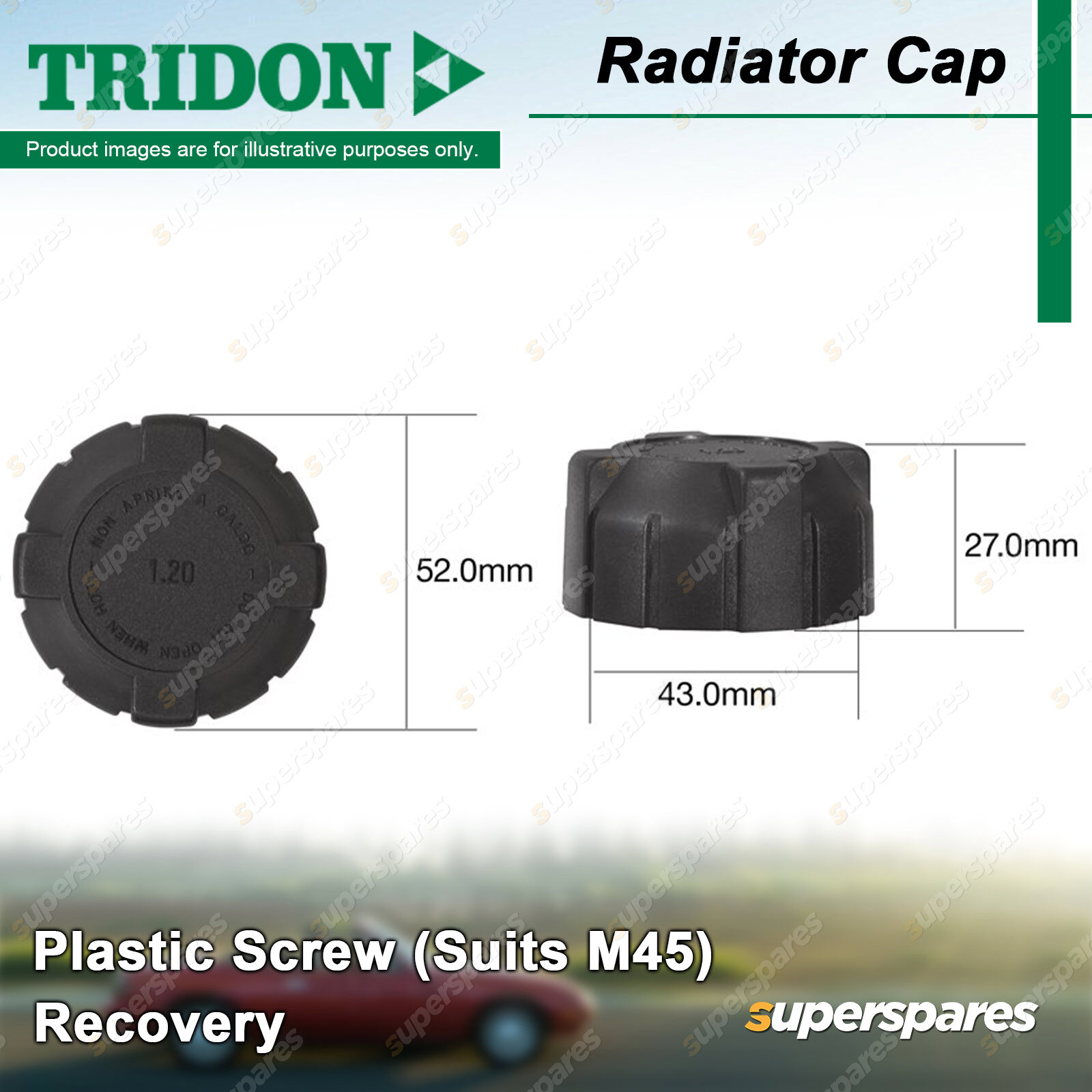 Tridon Recovery Radiator Cap 16 psi for MG MG TF 120 MGF RD 1.8L RWD Petrol
