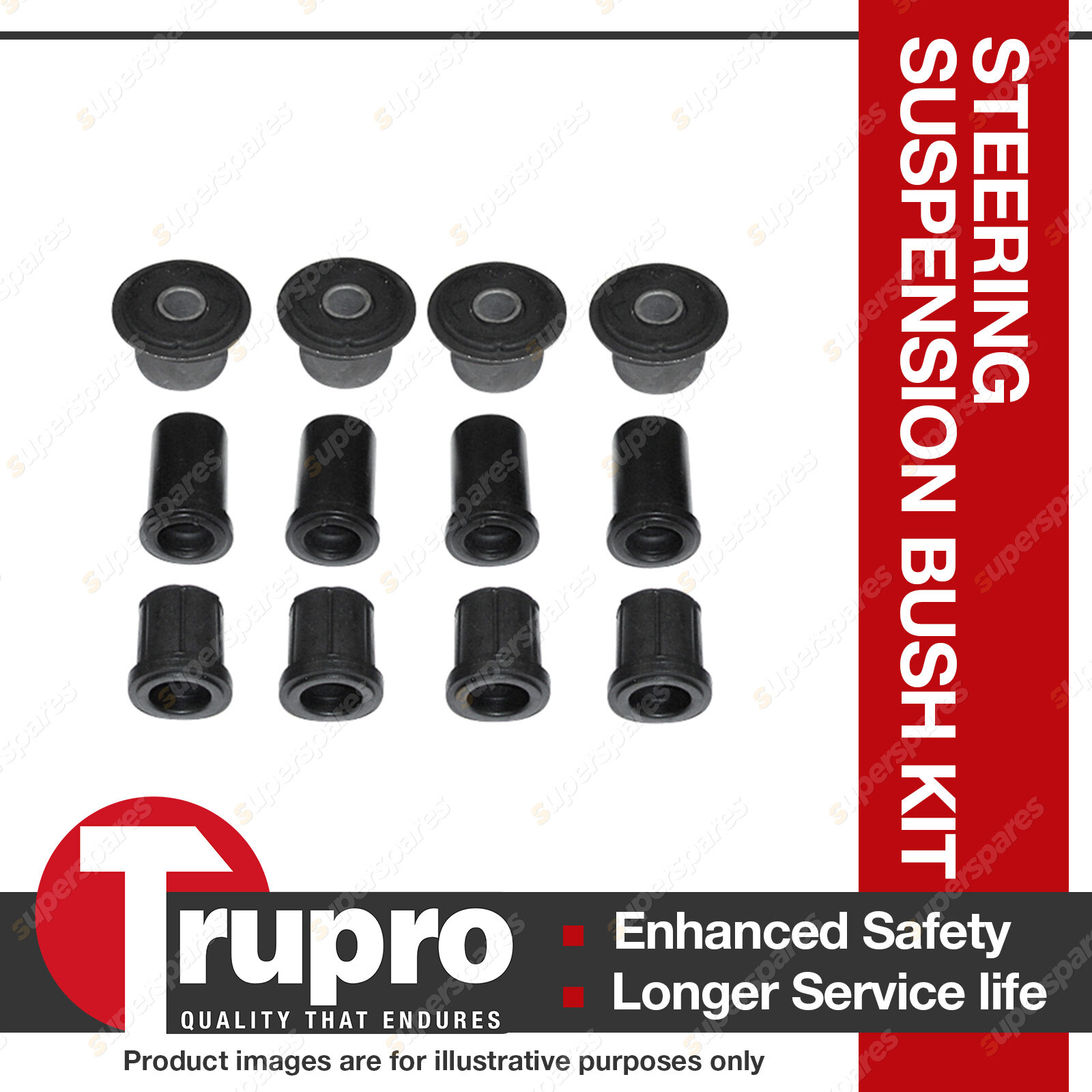 Trupro Rear Spring Bush Kit For Toyota Hilux 4WD GGN25 KUN25 KUN26 05-15