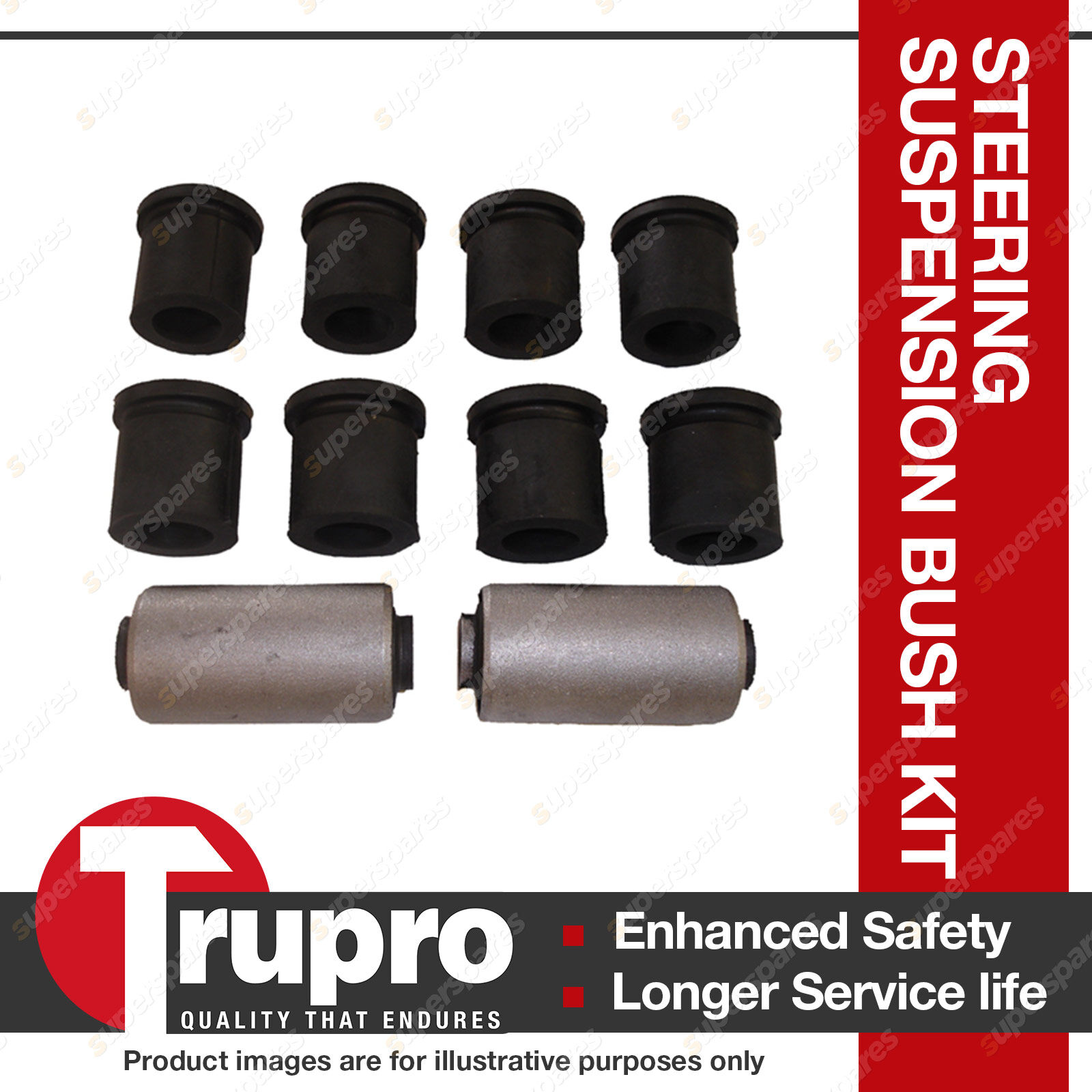 10 Pcs of Trupro Rear Leaf Spring Bush Kit for Nissan Navara D21 Ute 85-97