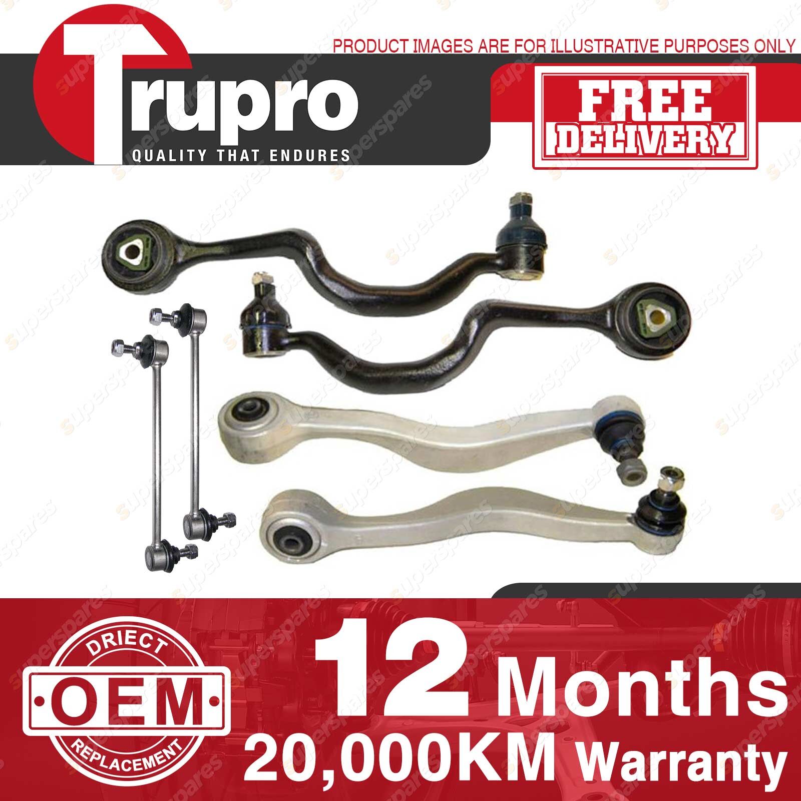 Trupro Front Upper Lower Control Arms Sway Bar Links for BMW 5 Series ...