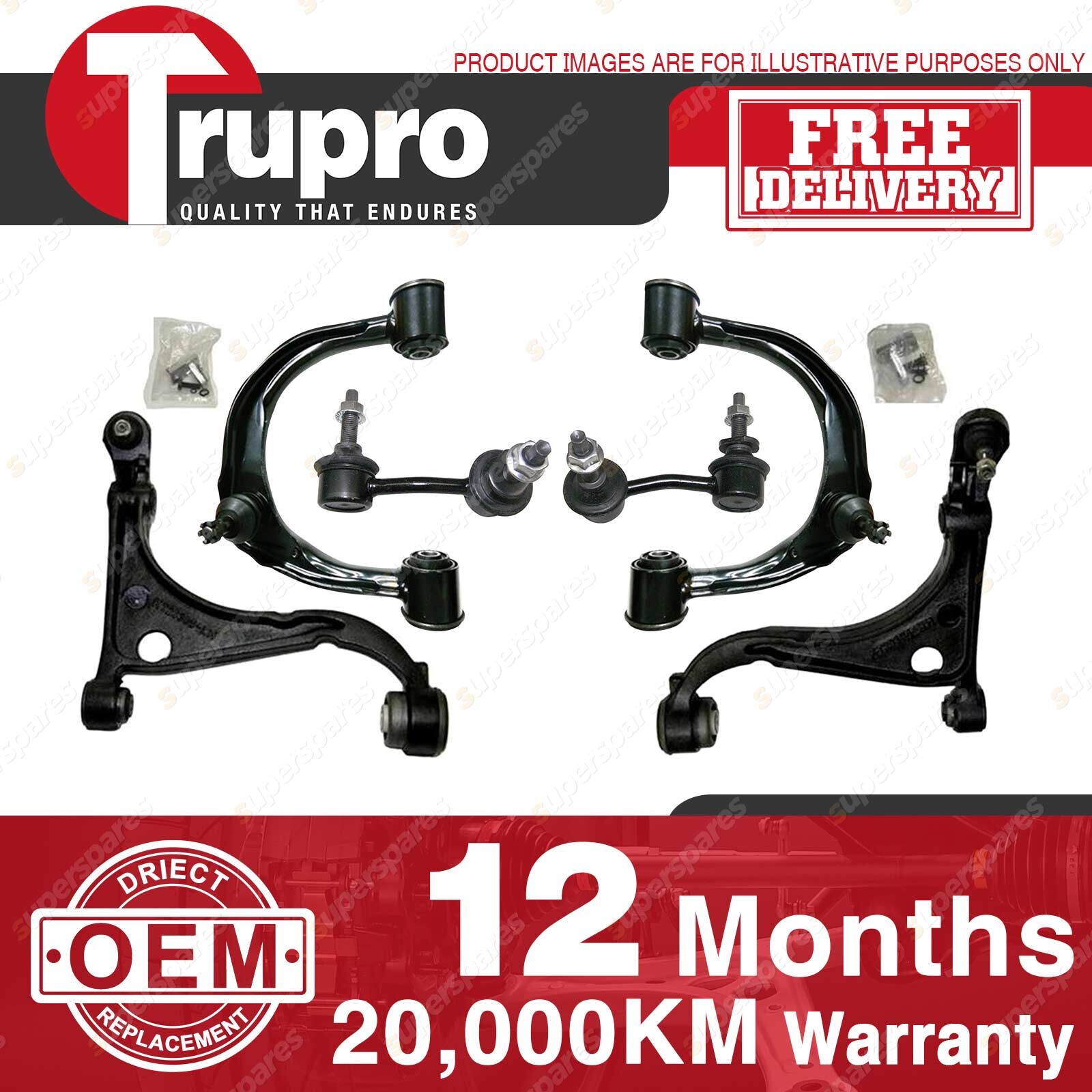 Trupro Front Upper Lower Control Arm Sway Bar Link Kit for Ford Falcon ...
