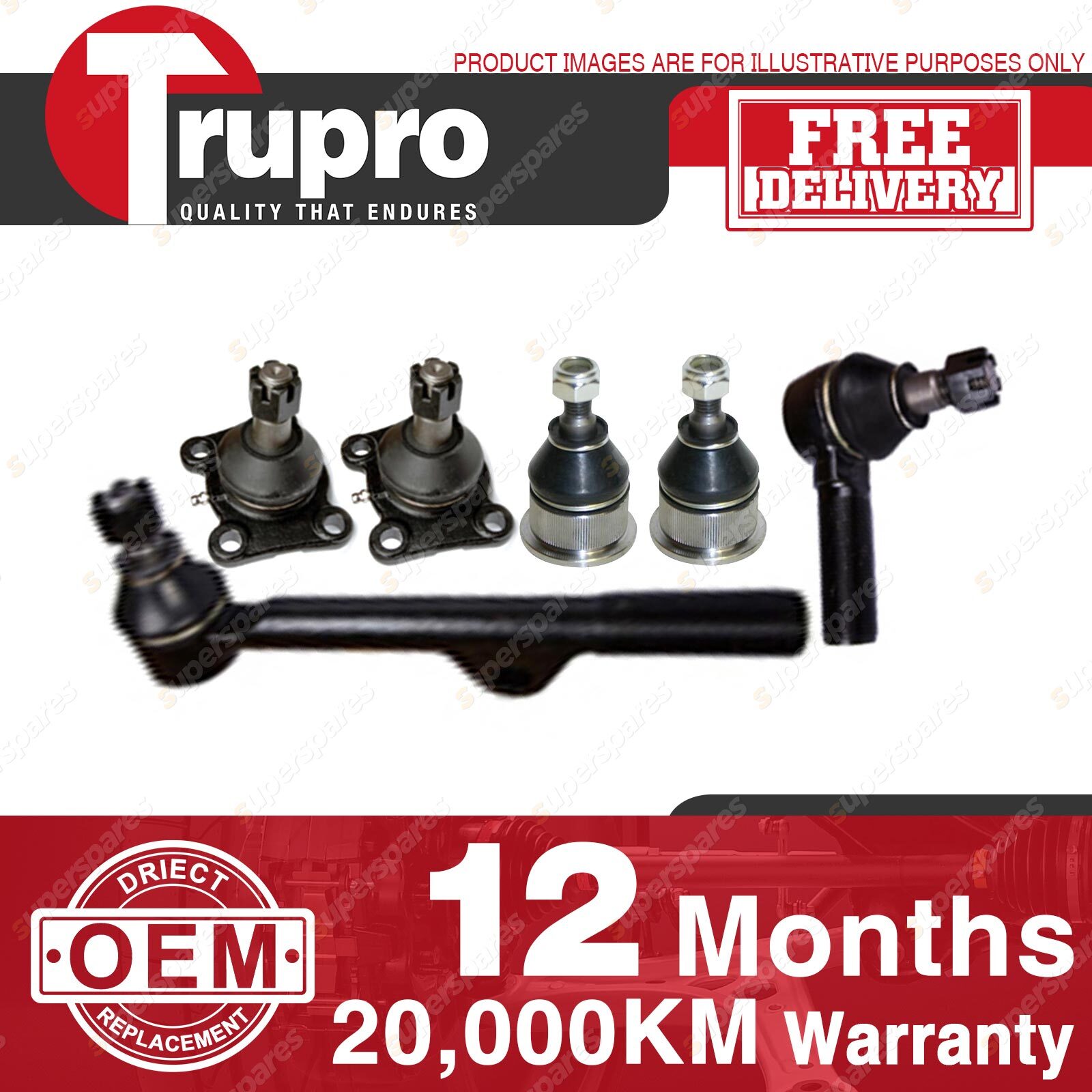 Trupro Ball Joint Tie Rod Kit for TOYOTA HILUX 4WD RN105 LN105 LN106 ...