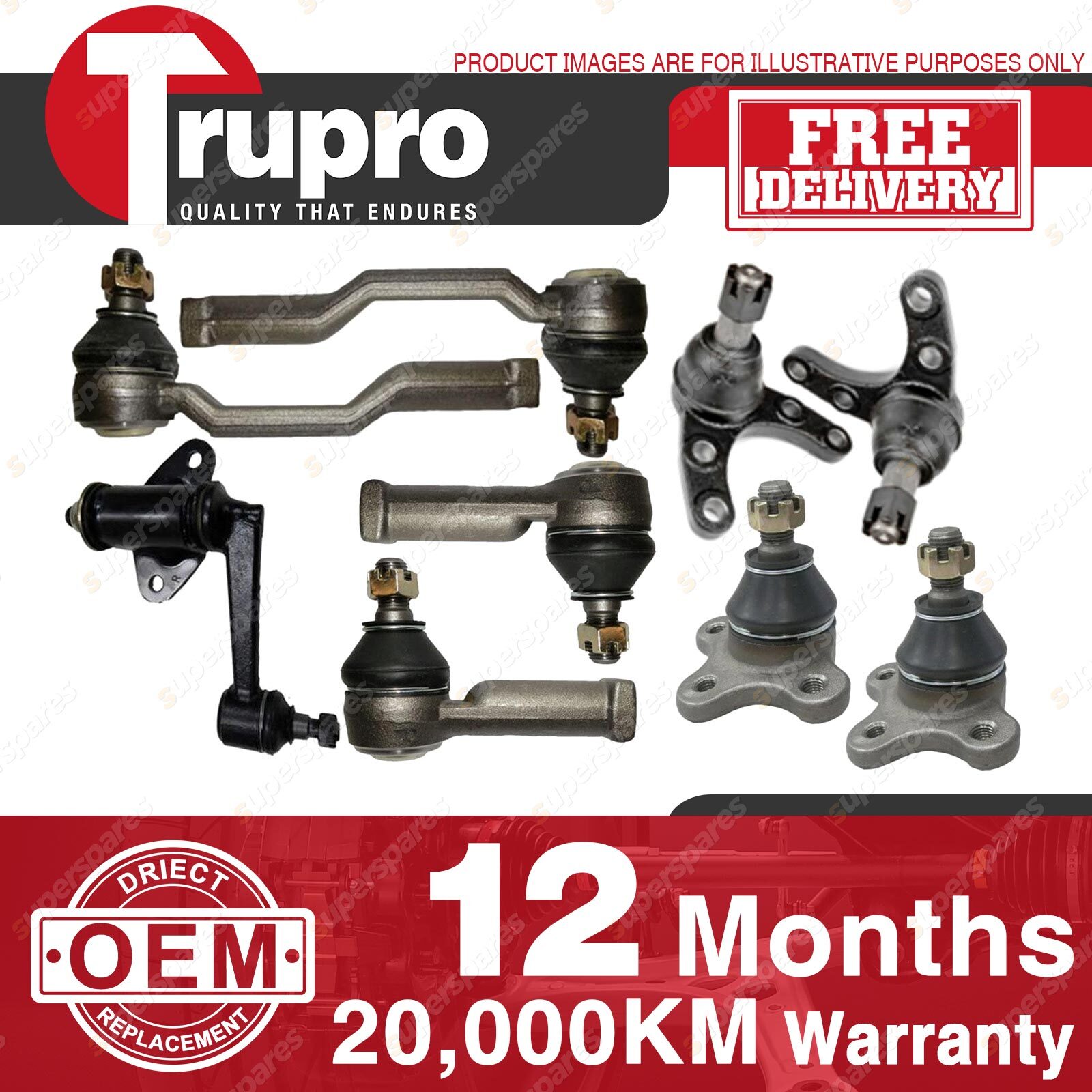 Trupro Ball Joint Tie Rod End Idler Arm Kit for Ford Courier PG PH 4WD