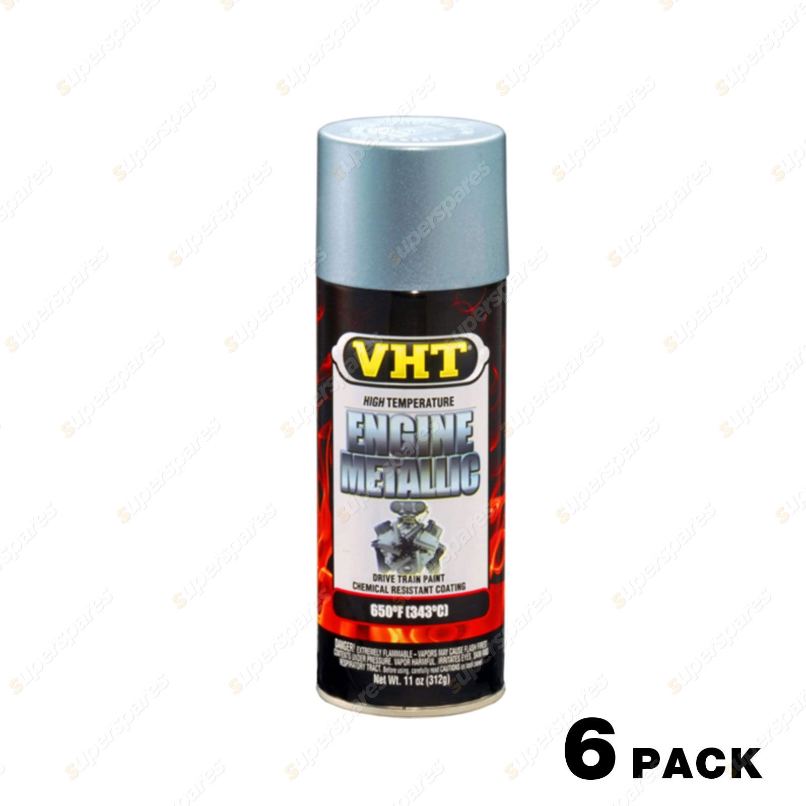 6 x VHT Engine Metallic High Temperature Spray Paint Titanium Silver SP403