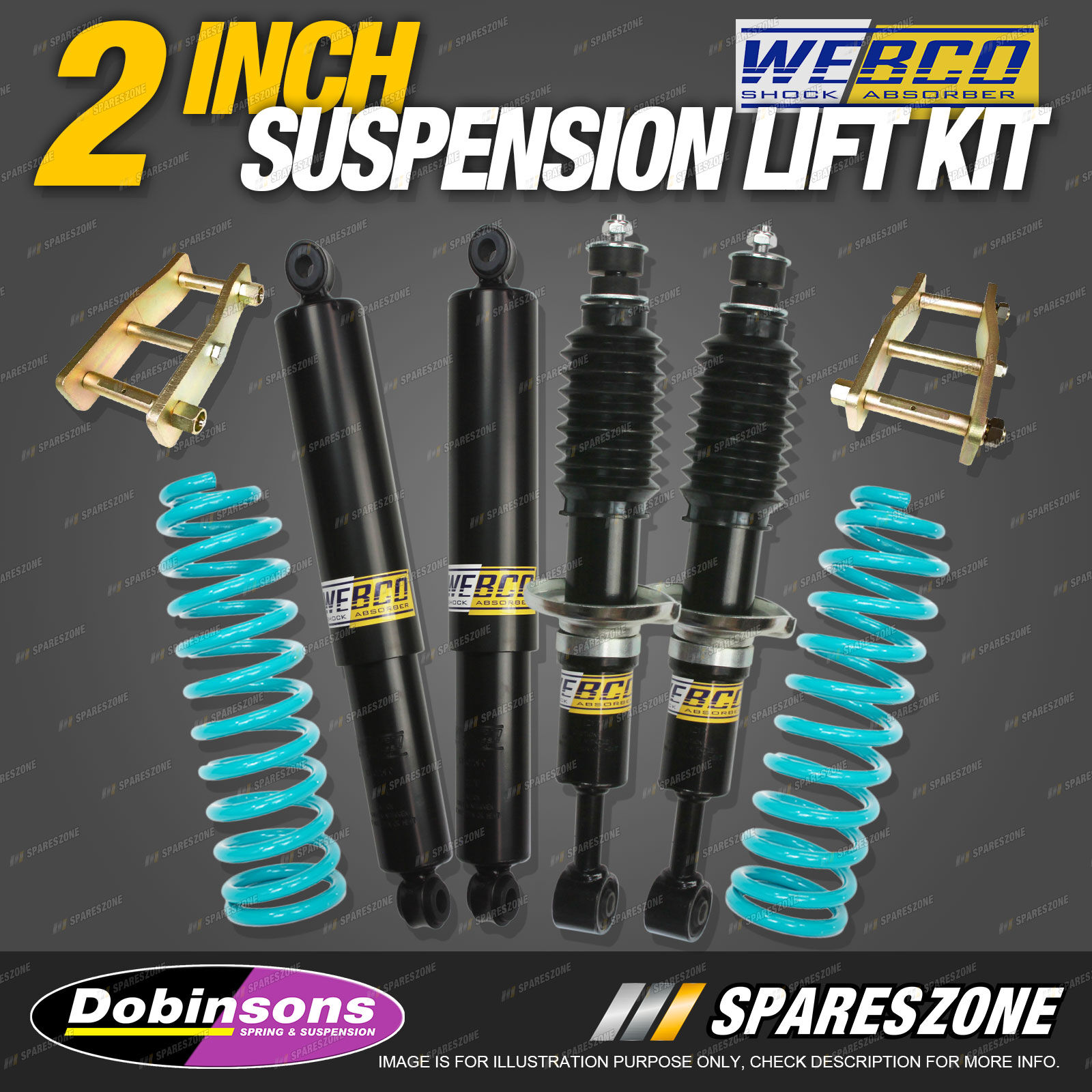 2 Inch 50mm Lift Kit Dobinsons Coil Extended Shackle for Nissan Navara ...