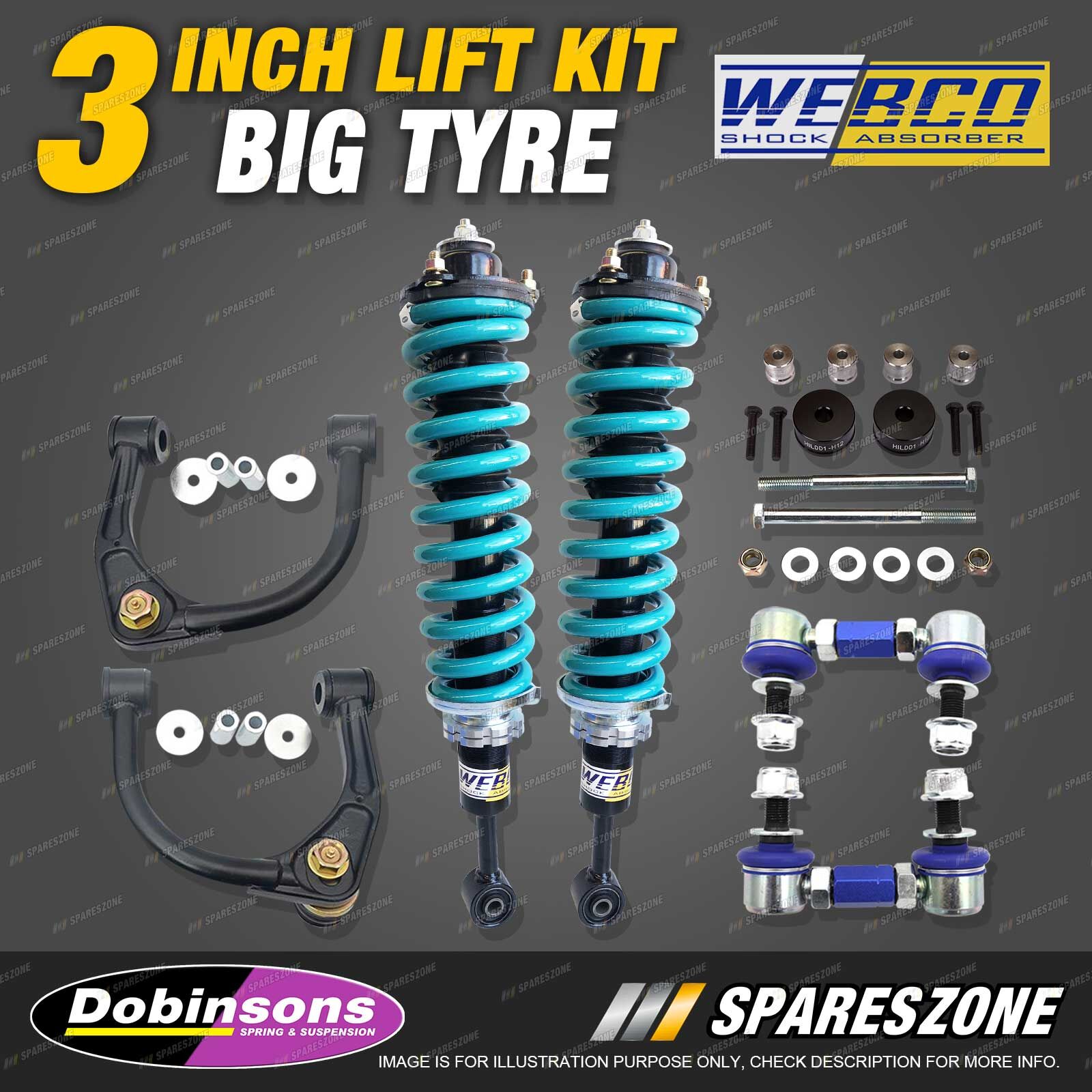 3" Big Tyre Lift Kit Complete Strut Dobinsons Coil for Toyota Prado 120 ...
