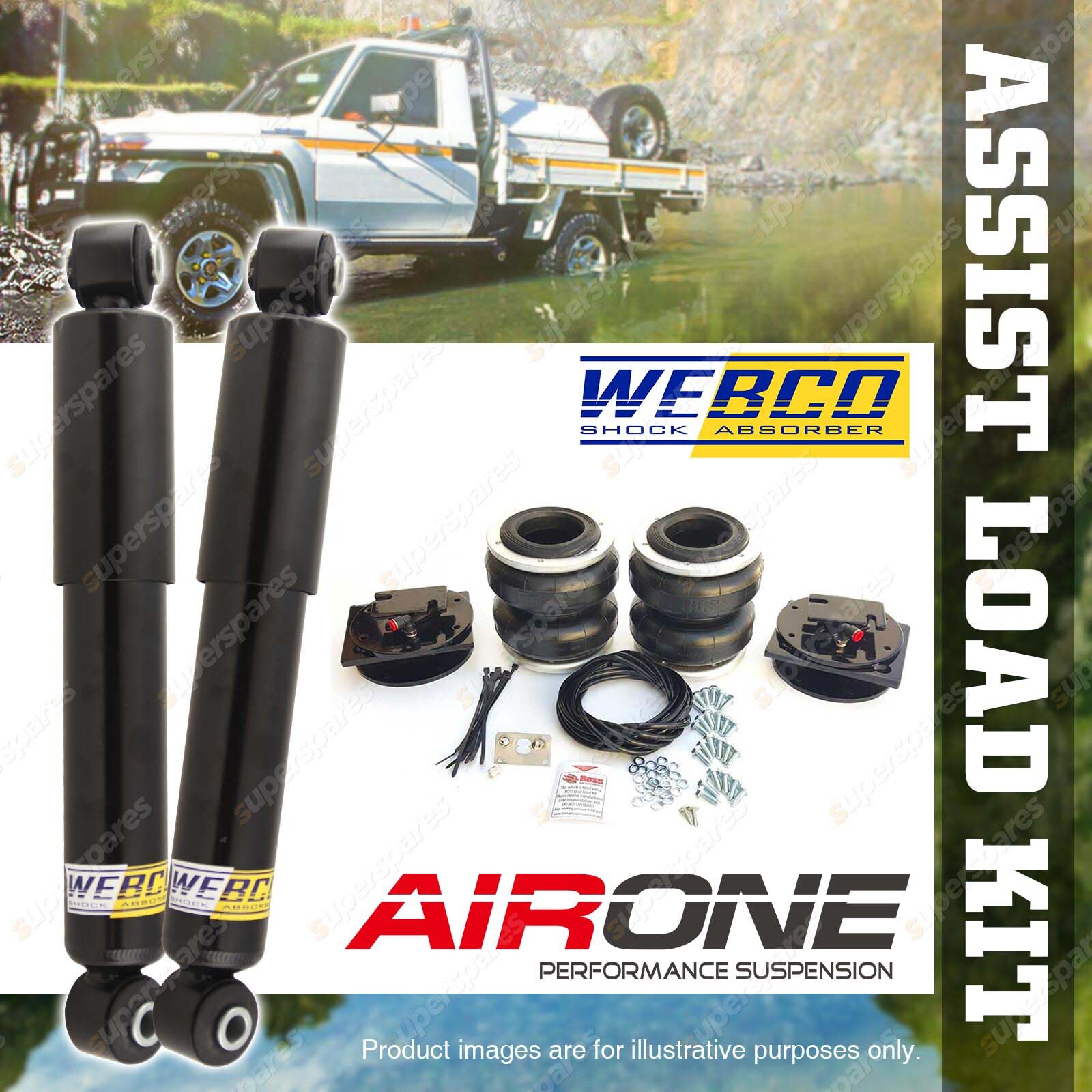Webco Shock + Air Bag Load Assist Kit 2272kg for Ford Transit Ute Van 91-01