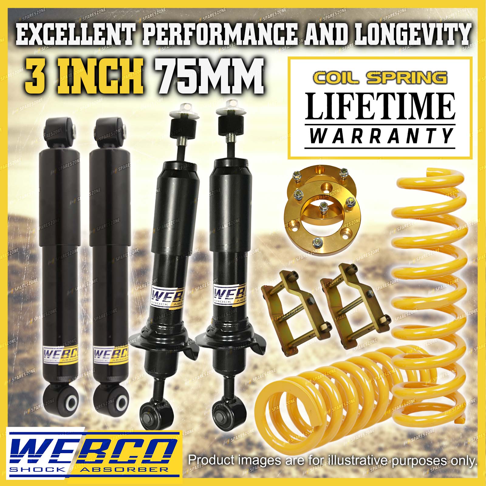 3" 75mm Easy Lift Kit Shock King Coil Extend Shackle for Ford Ranger PX ...