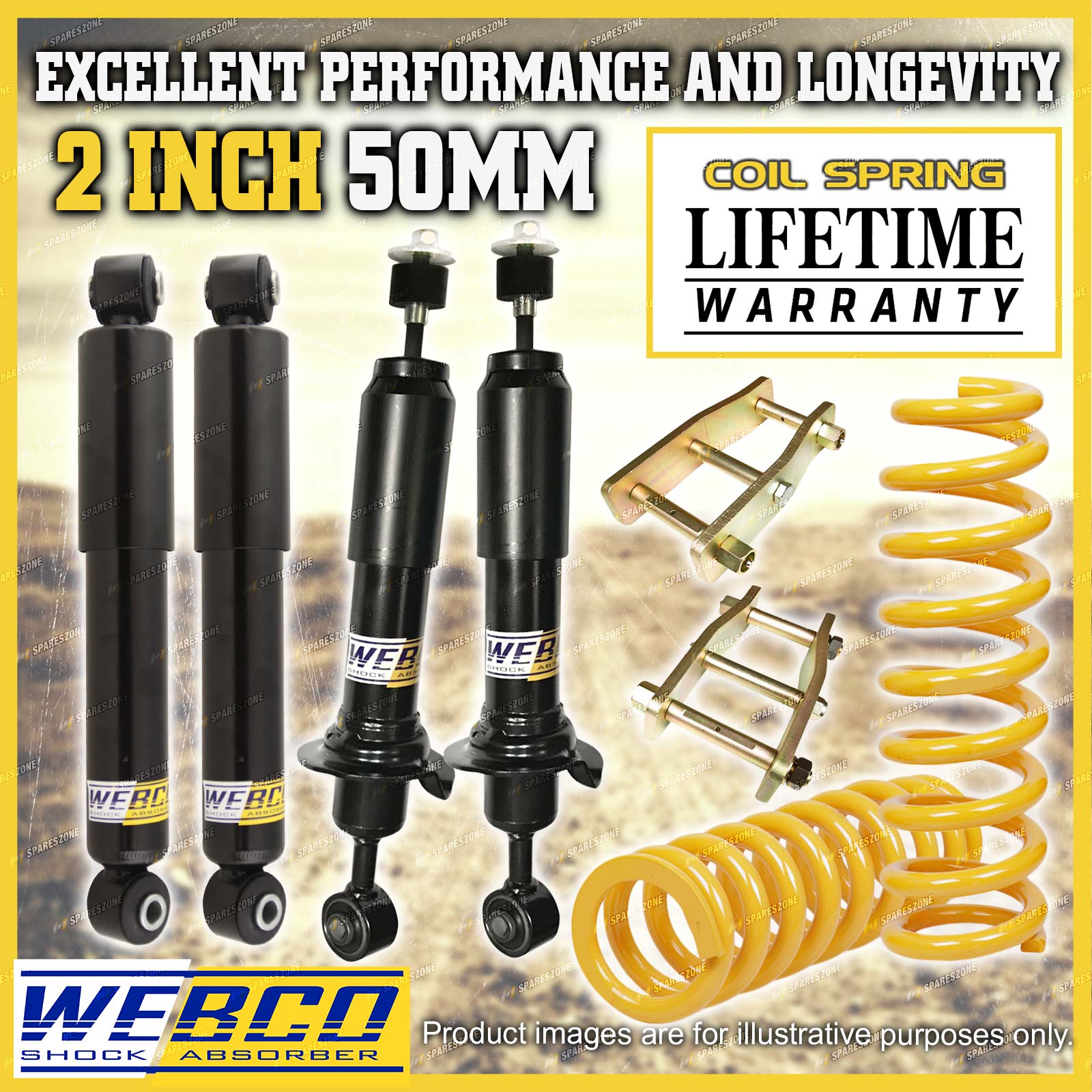 2 Inch 50mm Easy Lift Kit Shocks King Spring for Toyota Hilux Vigo ...