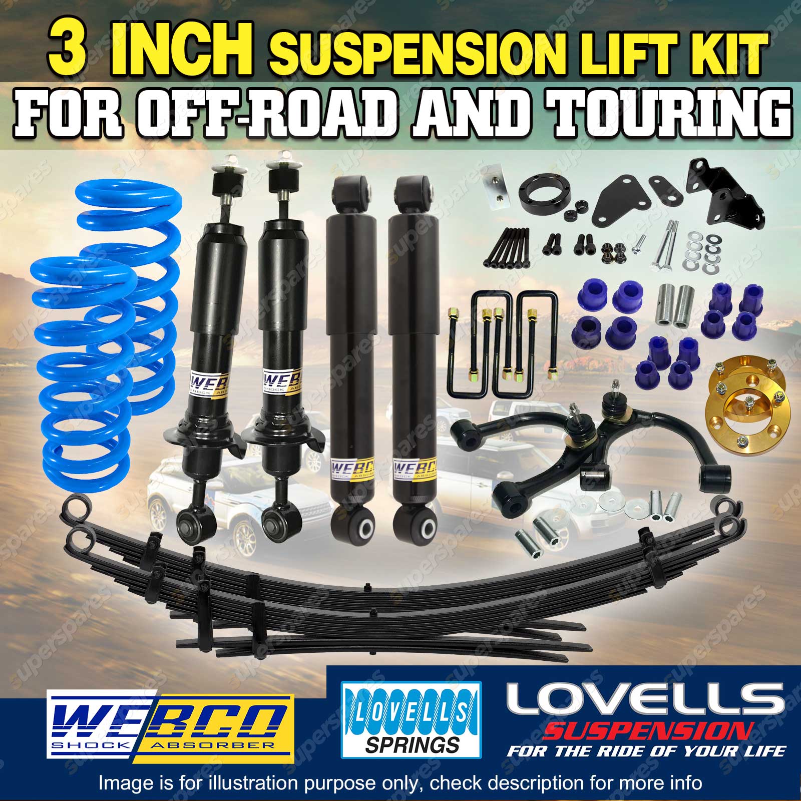 75mm + 50mm Suspension Lift Kit Webco RAW Diff Drop Kit for Ford Ranger ...