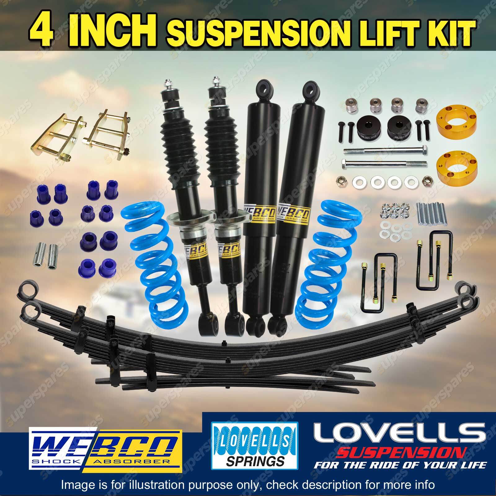 4" 100mm Lift Kit Lovells Coil RAW Leaf Diff Drop for Toyota Hilux ...