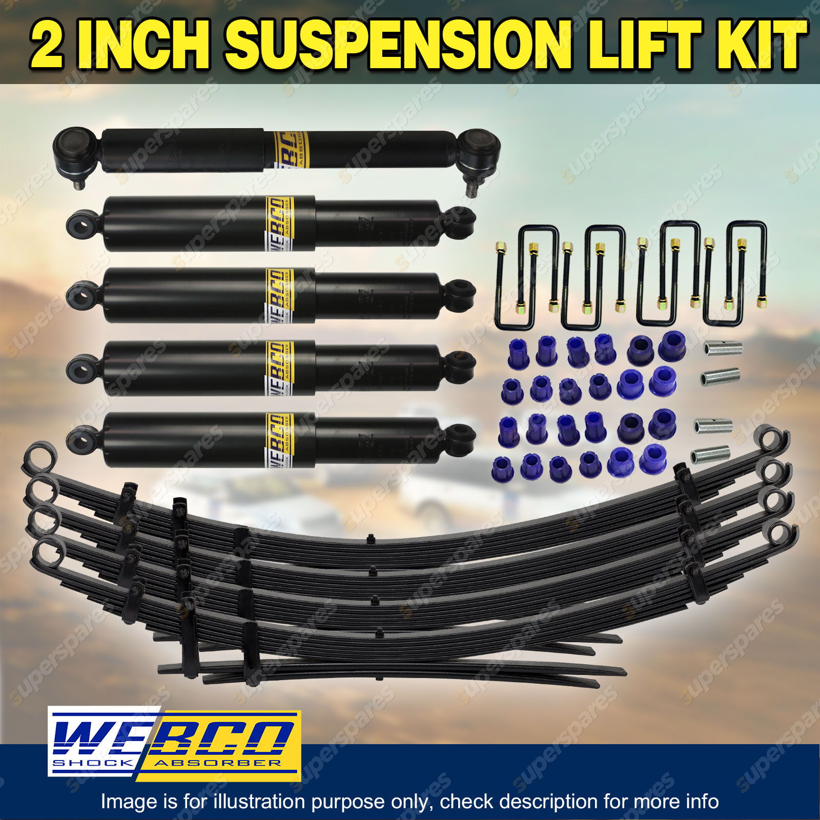 2" 50mm Lift Kit Raw Leaf Spring Damper for Toyota Landcruiser FJ 60 62 ...