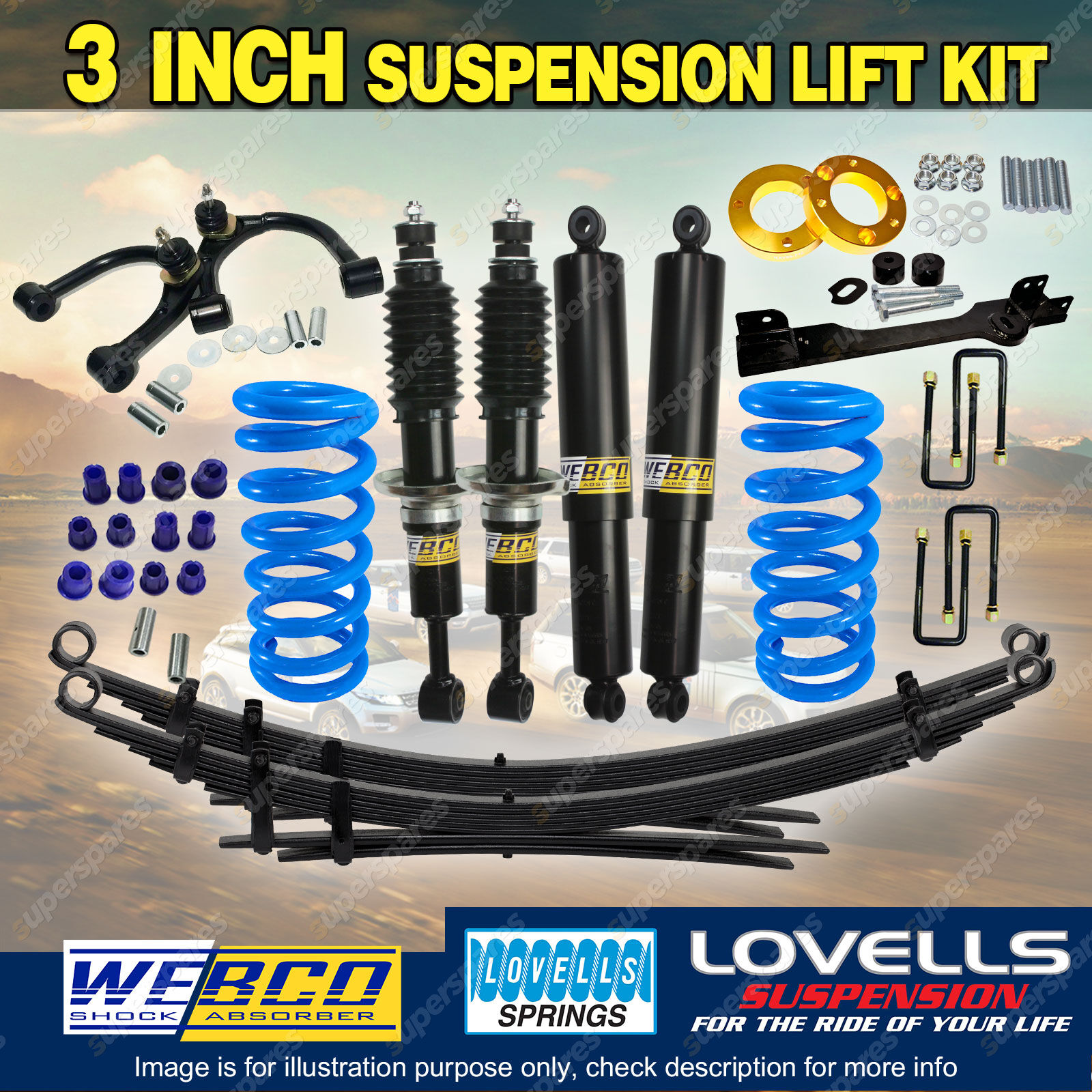 75mm+50mm Lift Kit RAW Leaf Lovells Coil Diff Control Arm for Isuzu D ...