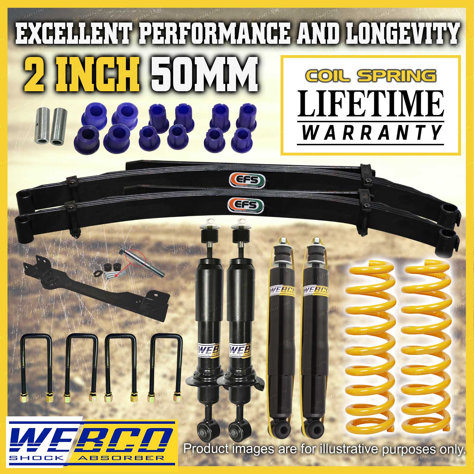 2 Inch Lift Kit Diff Drop Kit Webco Shock King Springs EFS Leaf for ...