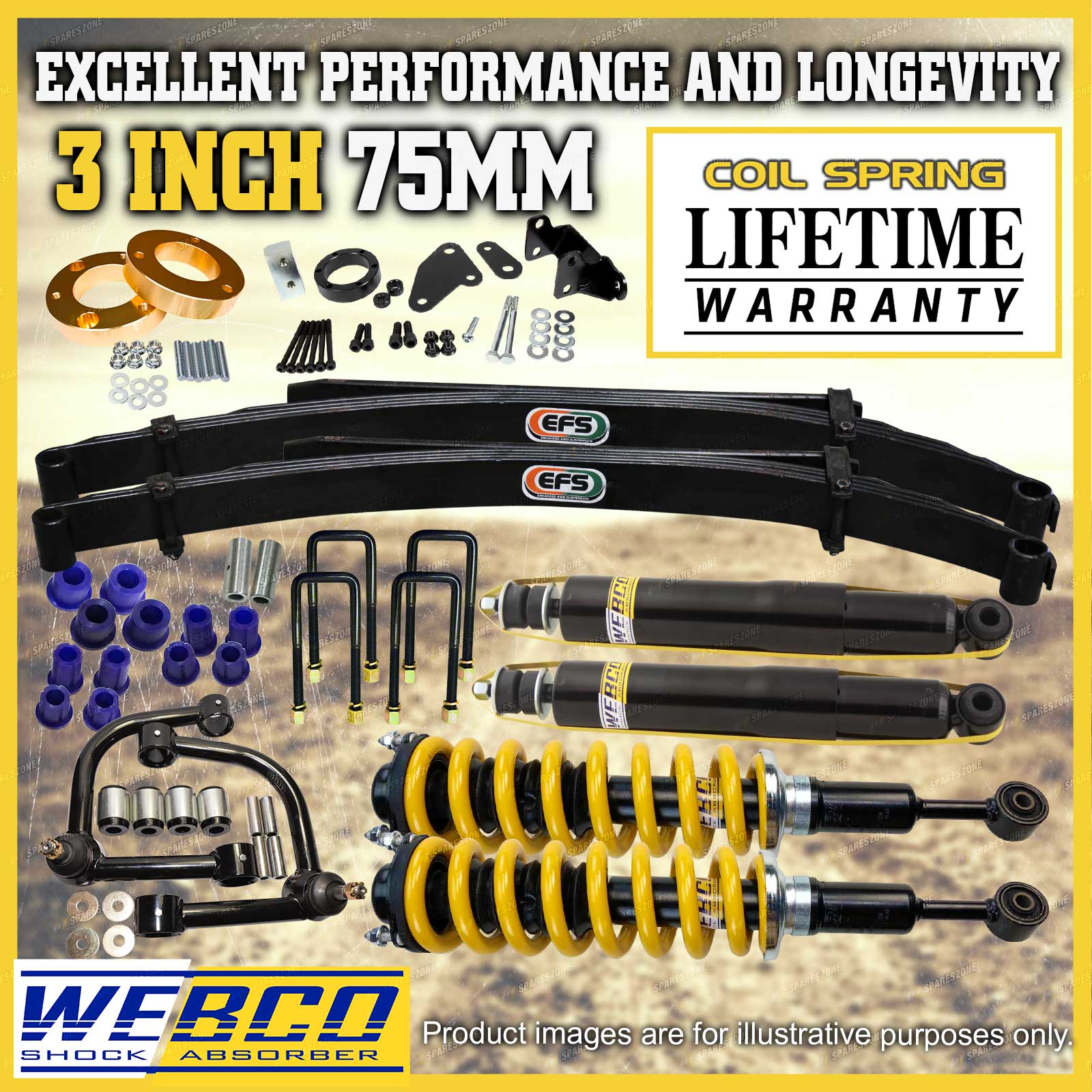 75mm + 50mm Assembled Lift Kit Control Arm Diff Drop Kit for Ford ...