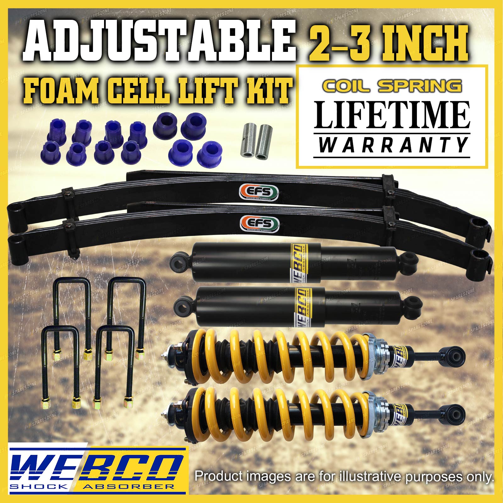 Adjustable 2 - 3 Inch Pre Assembled Foam Cell Lift Kit for Hilux KUN26 ...